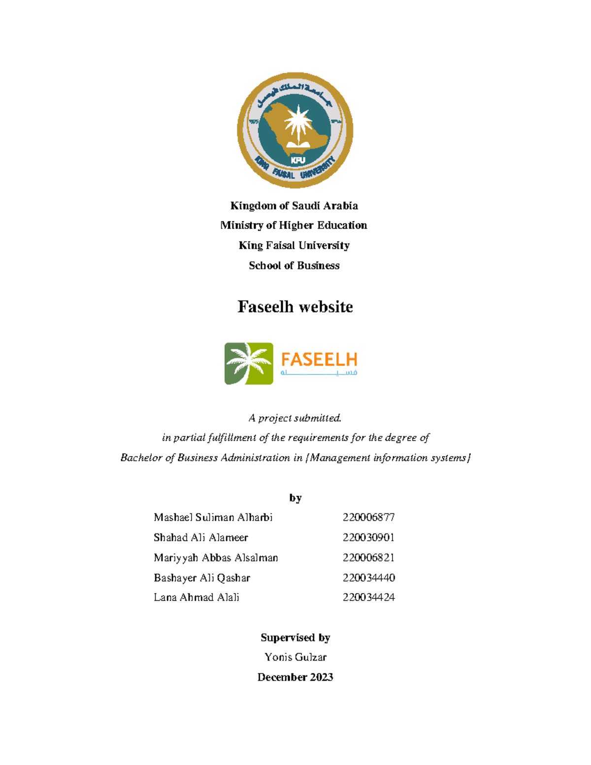 Group 2- faseelh - Nothing - Kingdom of Saudi Arabia Ministry of Higher ...