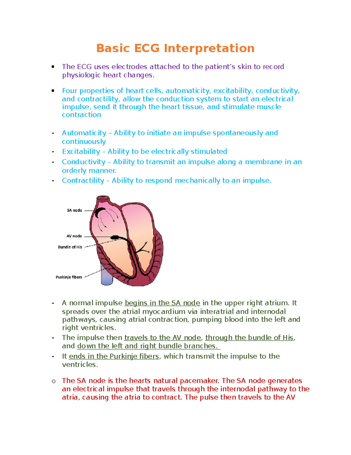 Basic ECG Interpretation - Four properties of heart cells, automaticity ...