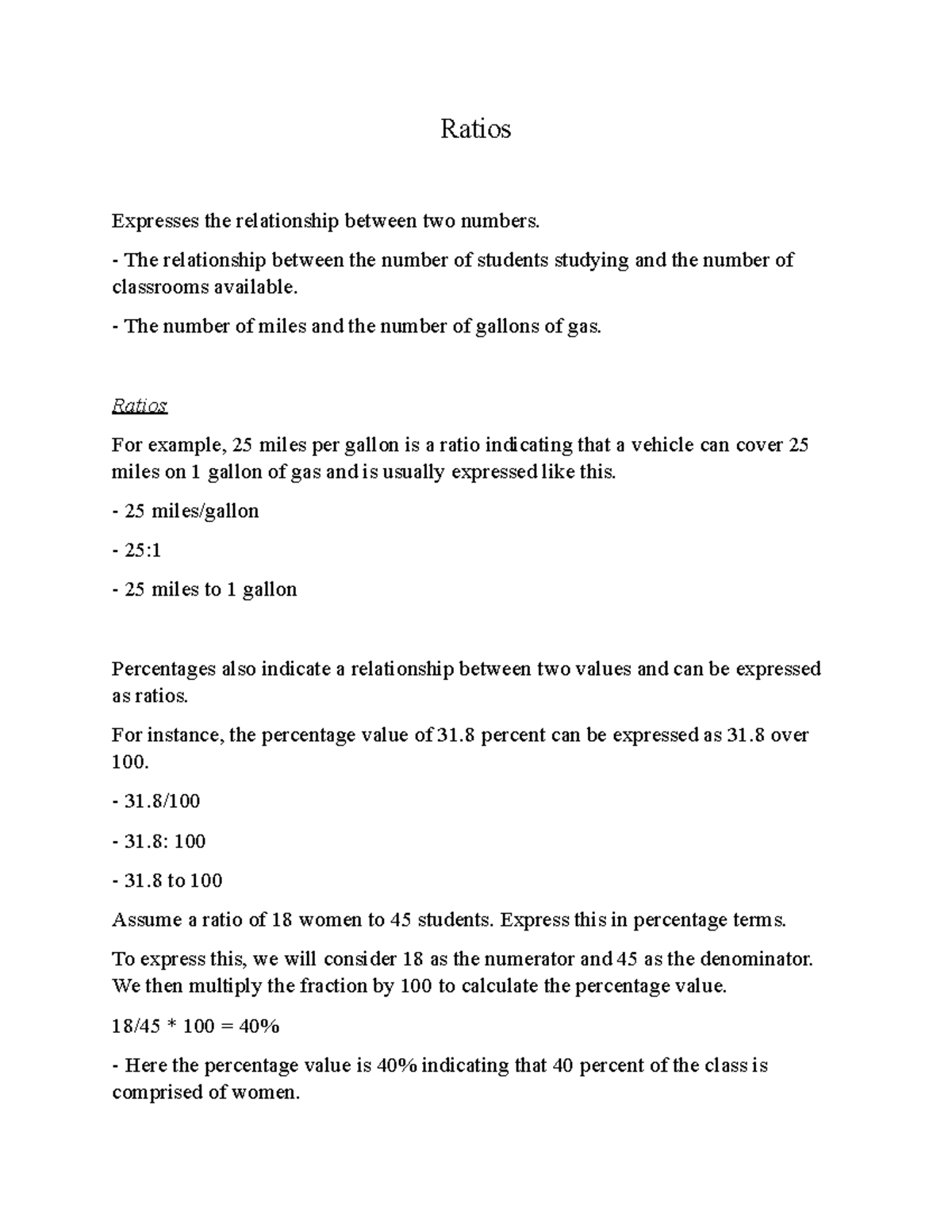 Ratios - Ratios Expresses the relationship between two numbers. The relationship between the ...