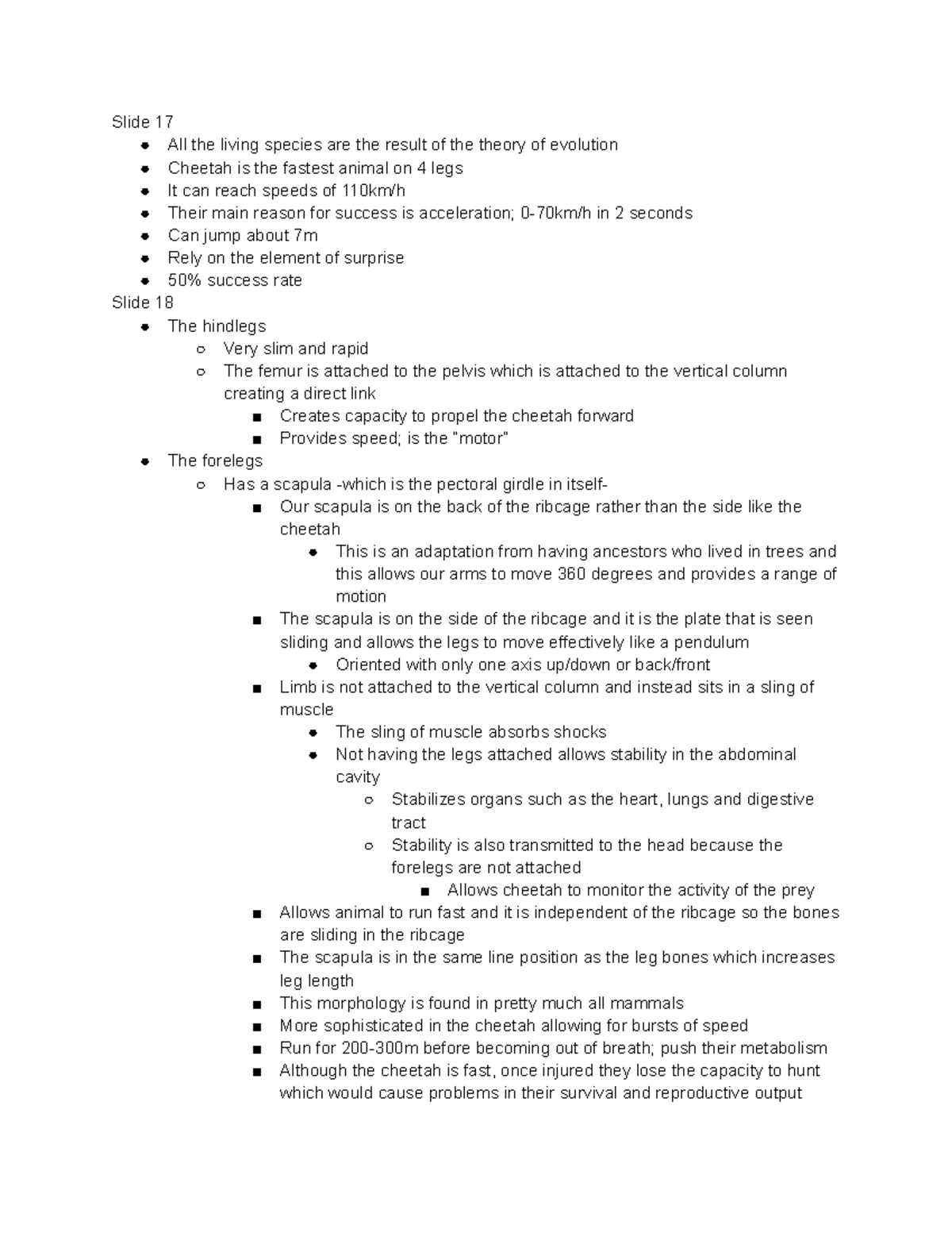 Lecture 1 - Evolution of Cheetah - Slide 17 All the living species are ...