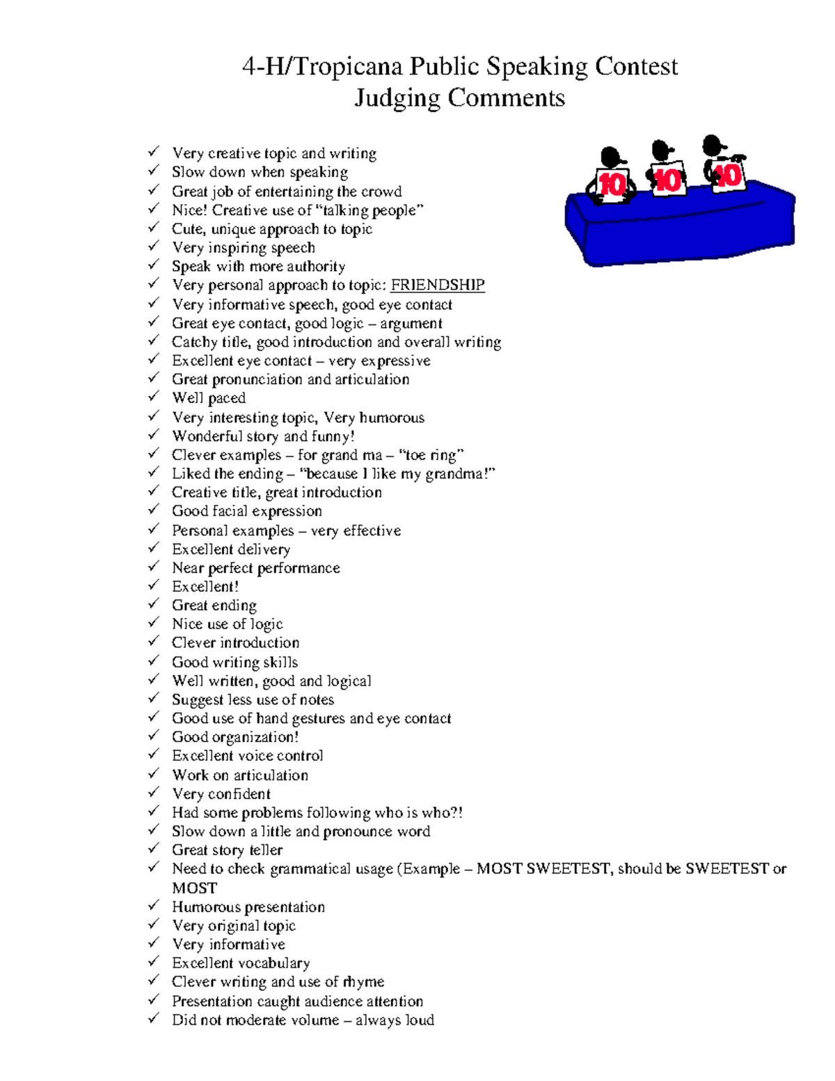 Tropicana-Sample Comments From Judges - 4-H/Tropicana Public Speaking ...