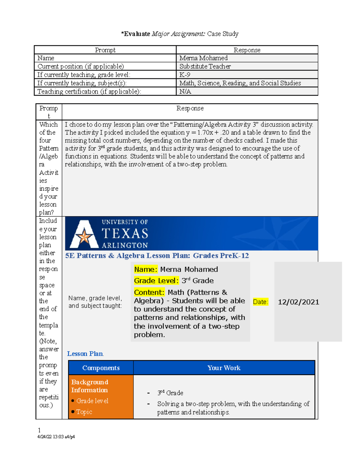 Evaluate Major Assignment Case Study - *Evaluate Major Assignment: Case ...