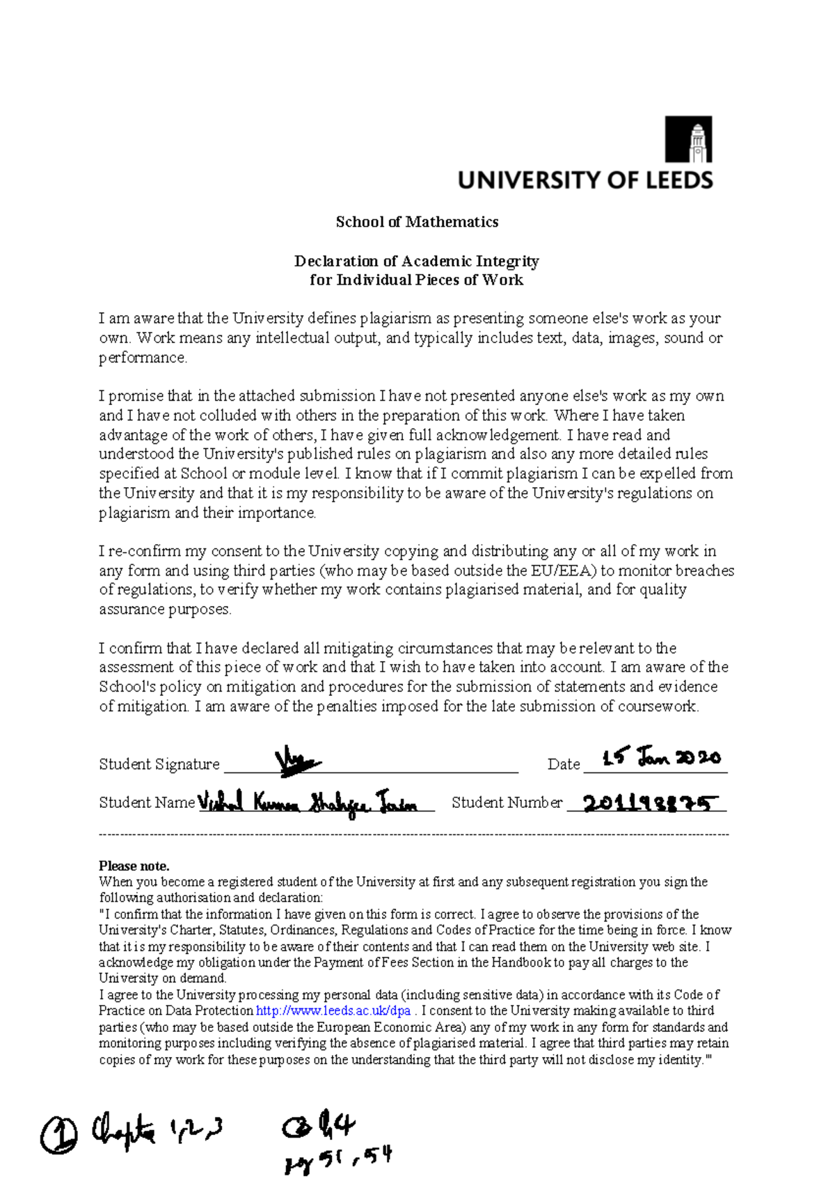 MATH 3510 Actuarial Mathematics 1 - School of Mathematics Declaration ...