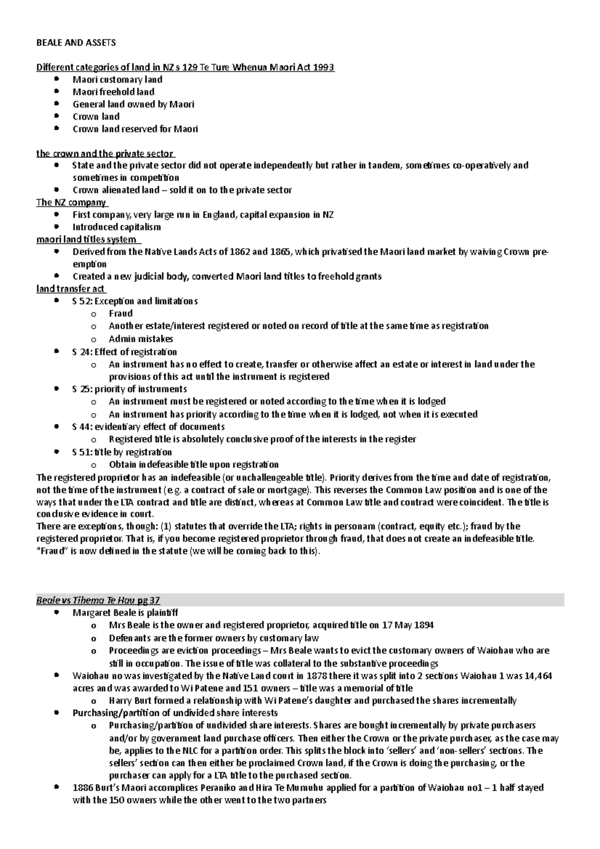 Beale AND Assets - Property Law - Maori land title - Victoria ...