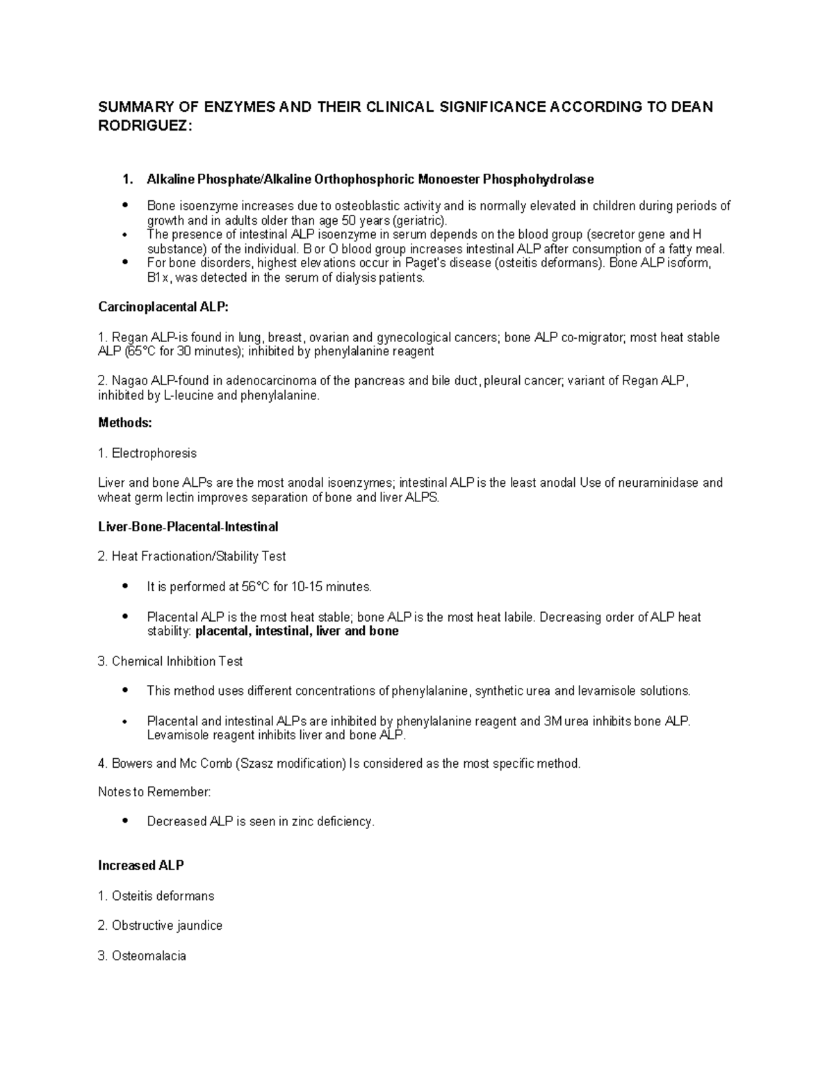 Summary OF Enzymes AND Their Clinical Significance - SUMMARY OF ENZYMES ...