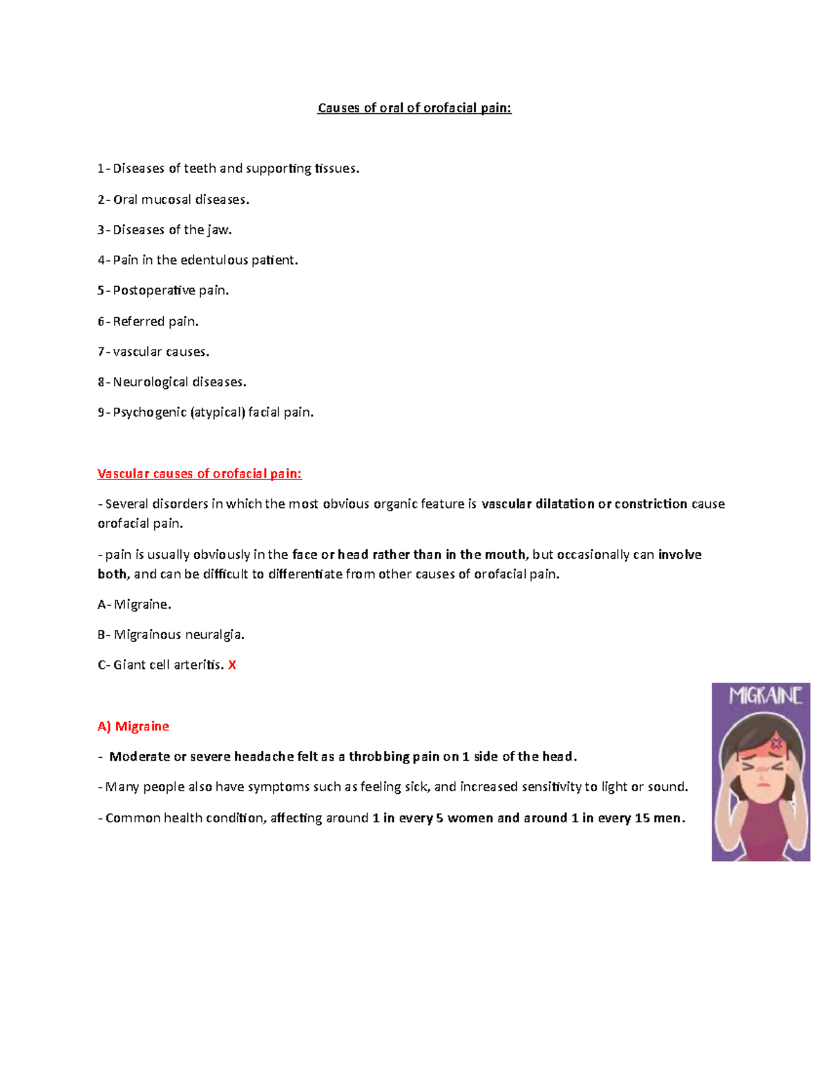 Causes of oral of orofacial pain - 2- Oral mucosal diseases. 3 ...