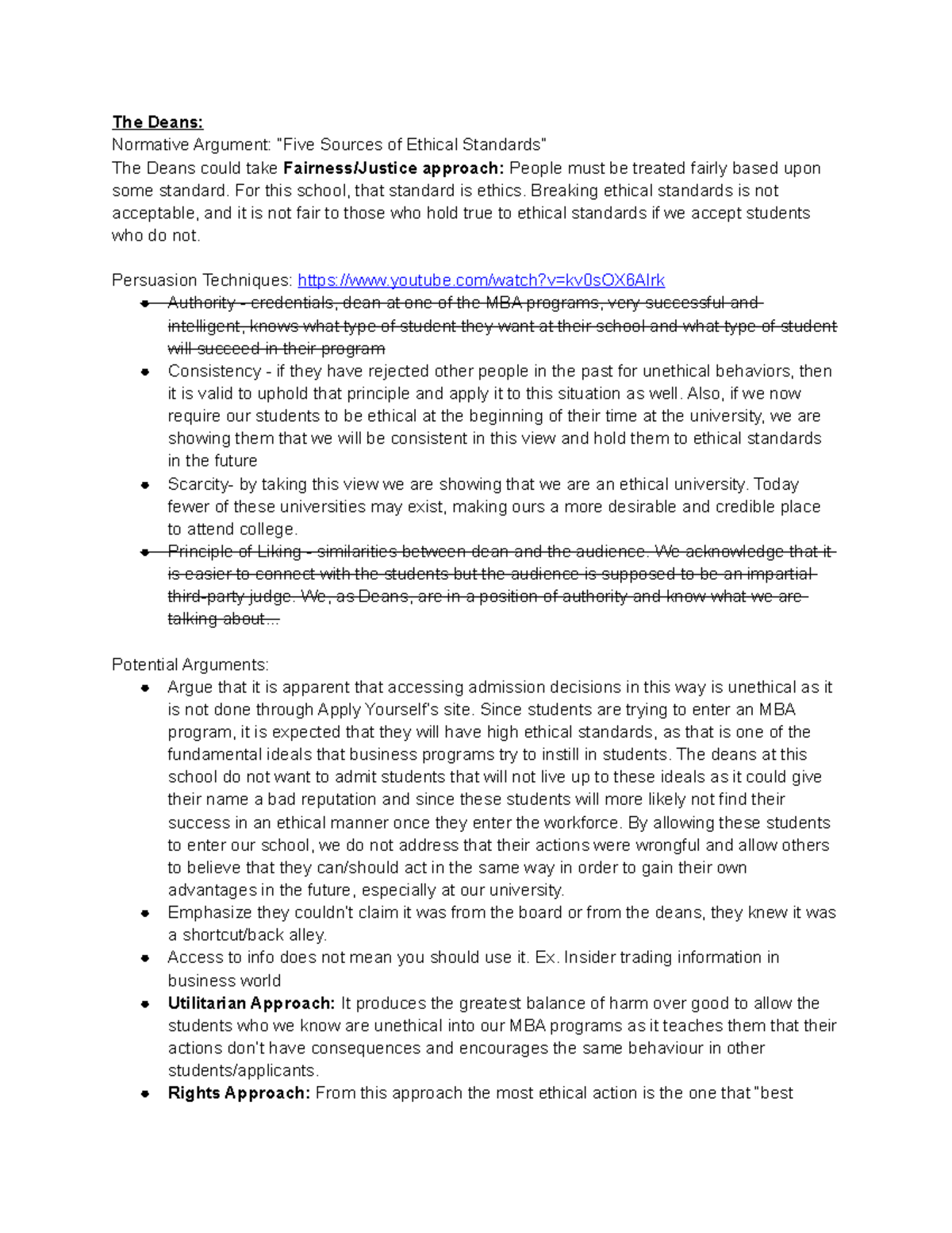 Ethics Debate Ideas-Sneak Peek - The Deans: Normative Argument: “Five ...