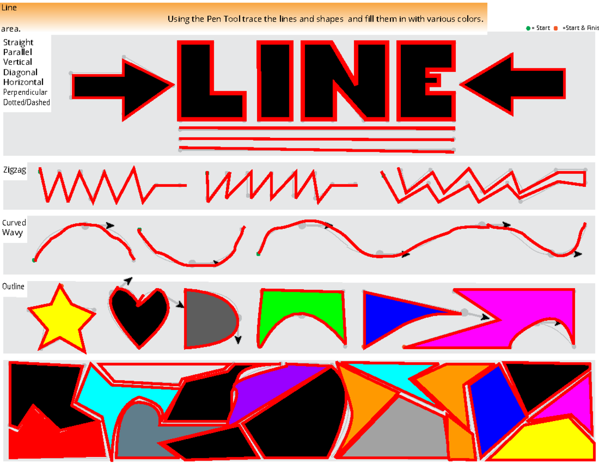 Byers Pen Tool Exercises 2: Line and Shape Tracing Guide - Straight ...