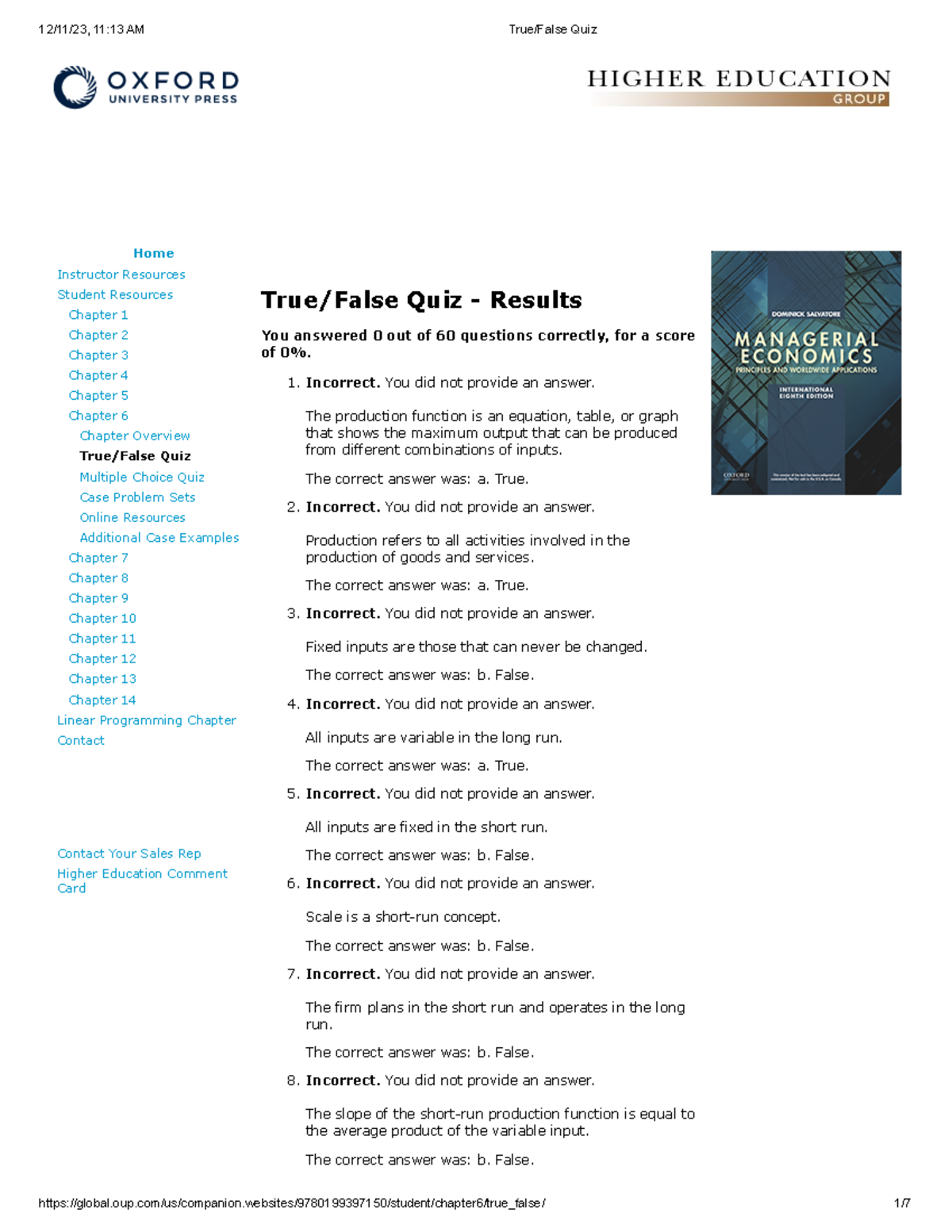 True False Answer - none - Home Instructor Resources Student Resources ...