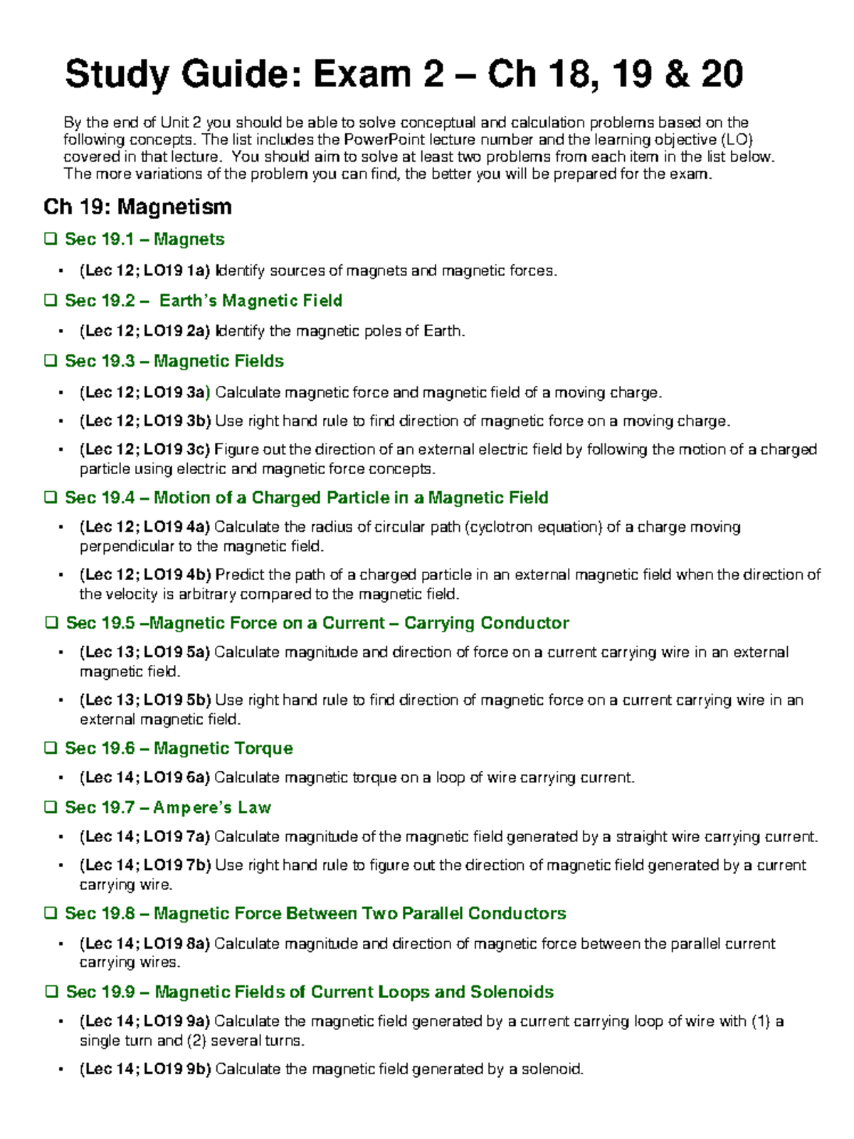 Ch19 Review Questions Calculation - Study Guide: Exam 2 – Ch 18, 19 ...