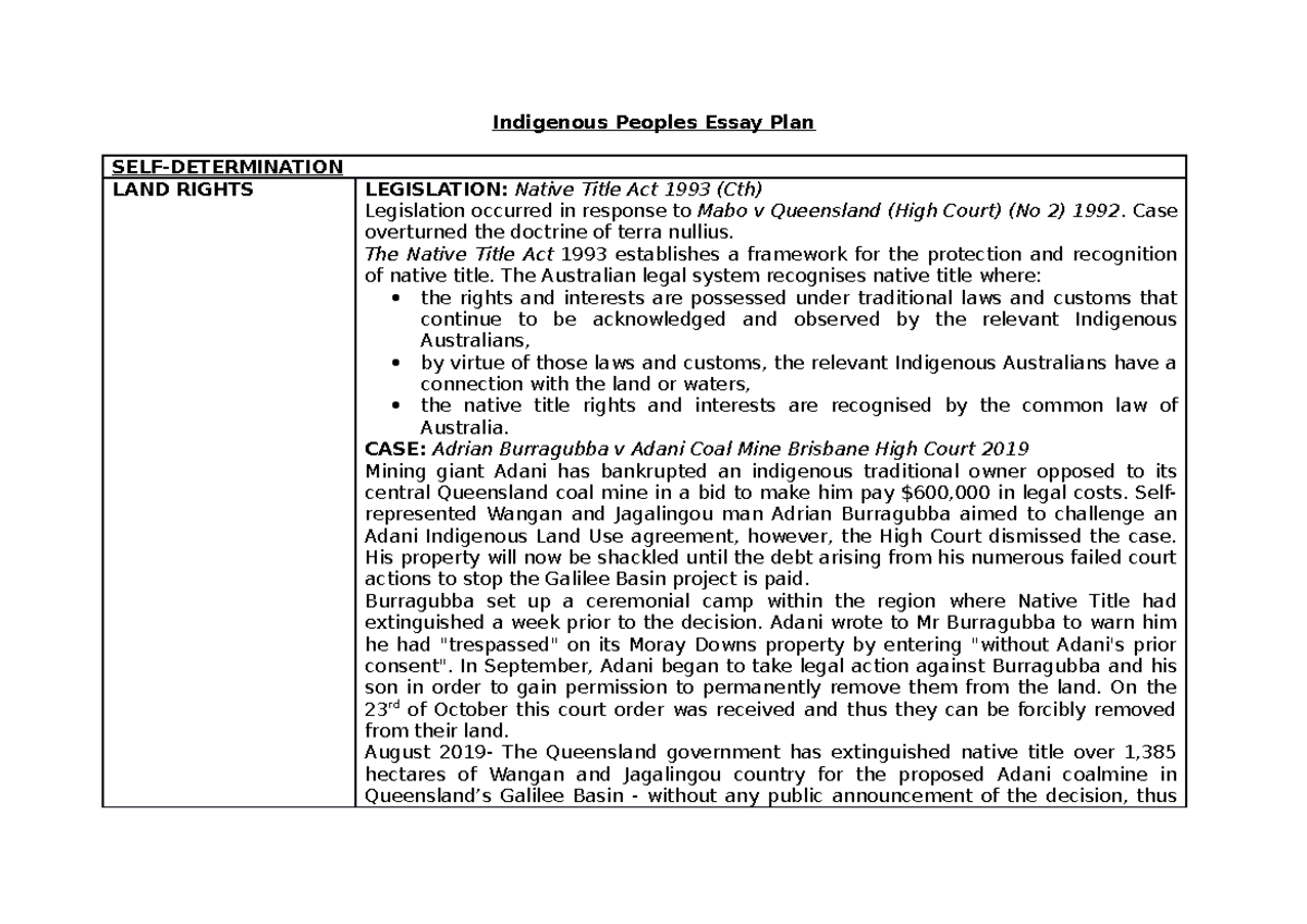 Essay Plan Indigenous Peoples Bella - Indigenous Peoples Essay Plan ...