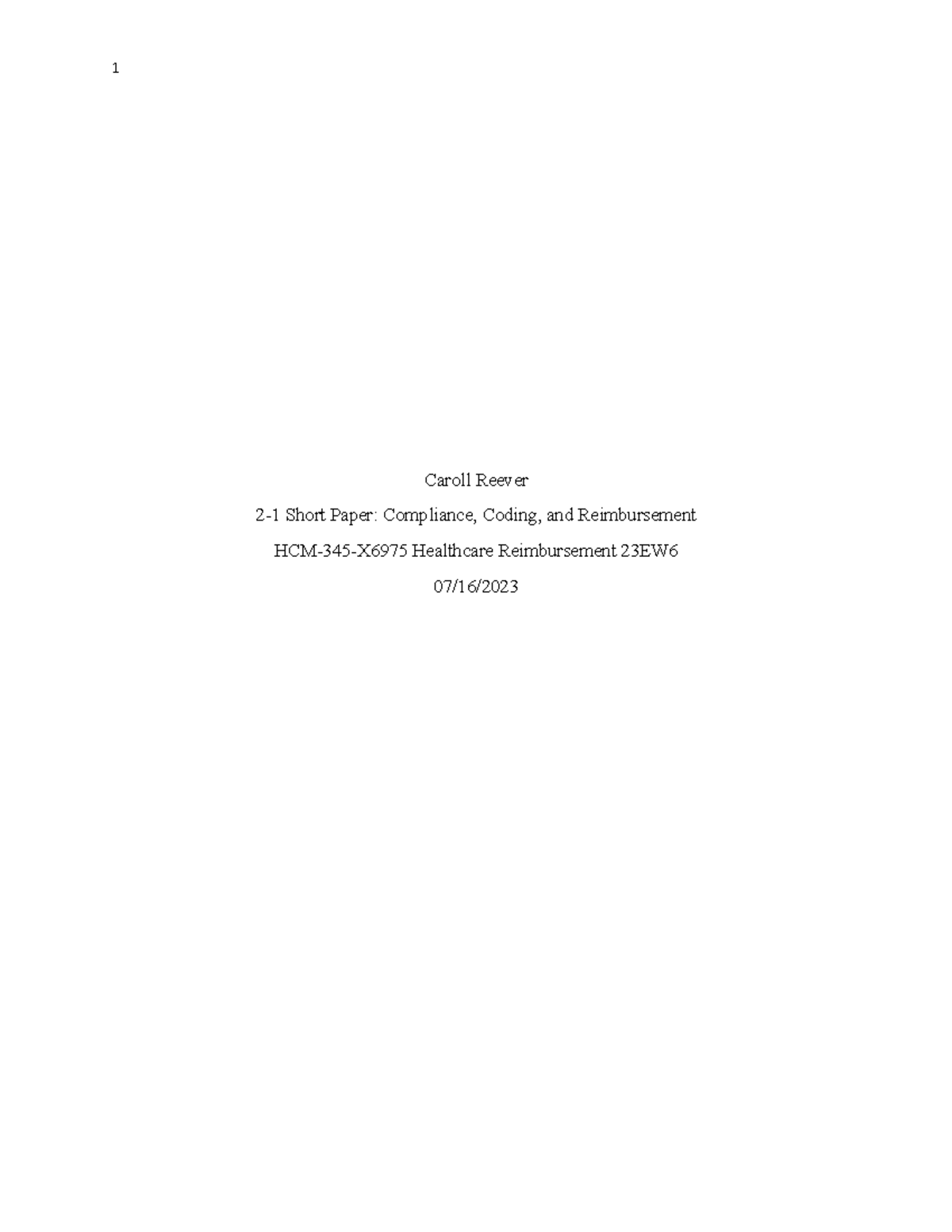 Compliance Coding and Reimbursement in Healthcare - Studocu