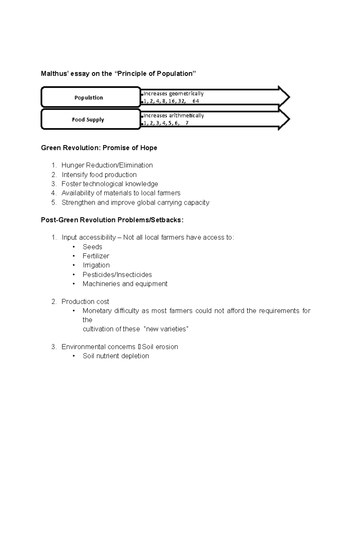 Principle of Population - Malthus’ essay on the “Principle of ...