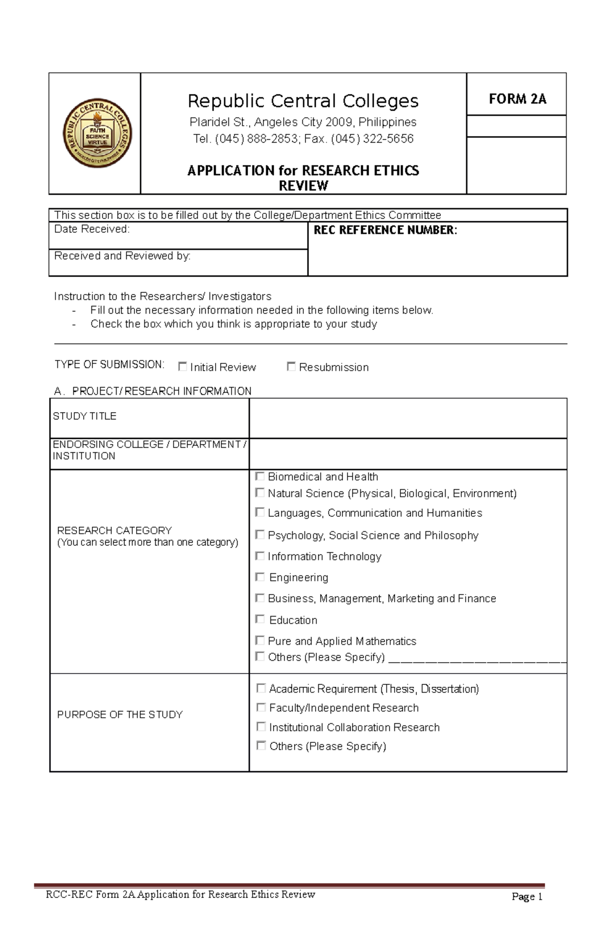 Form 2A Application for Research Ethics Review - accountancy - Studocu