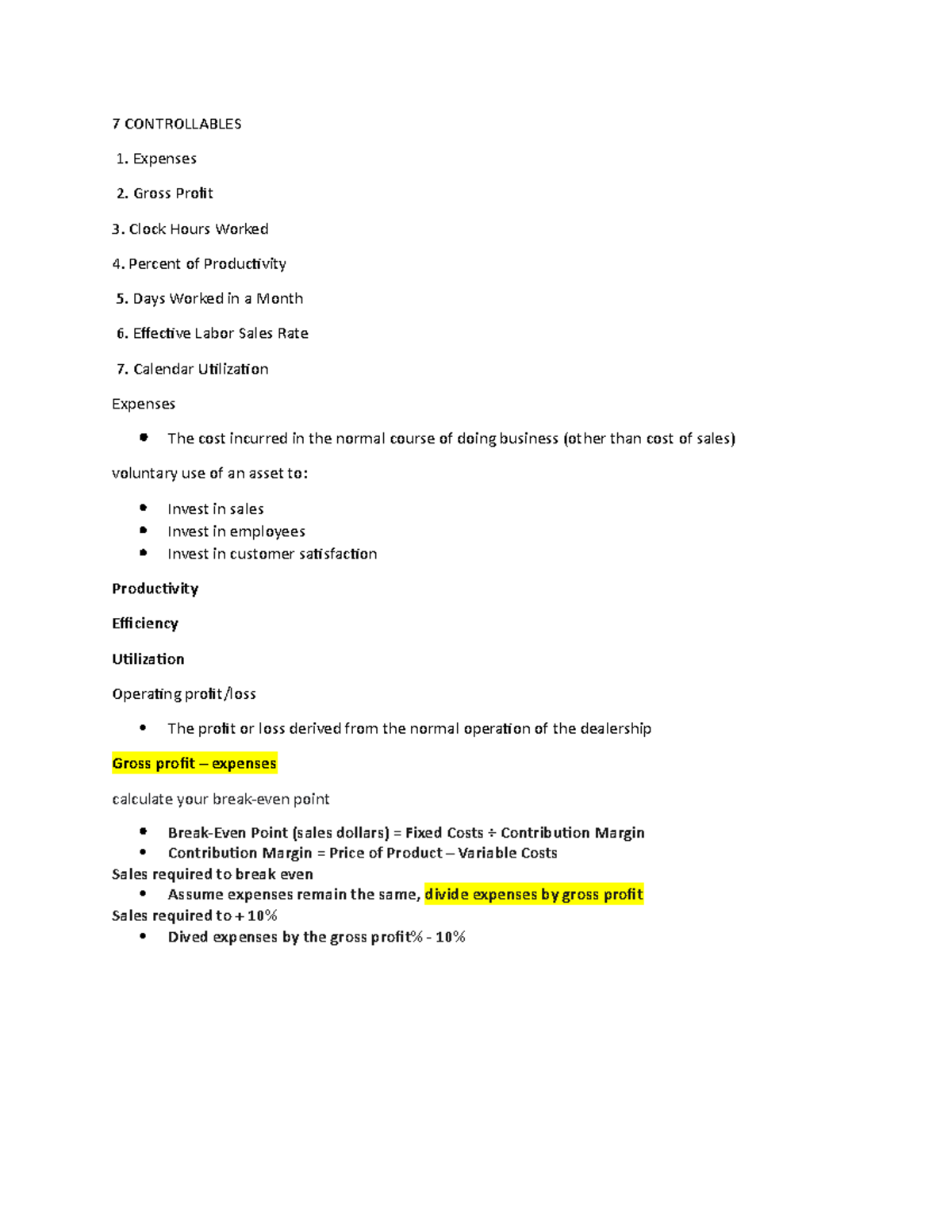 Finacial management 2 - MR. Grants lecture notes - 7 CONTROLLABLES ...