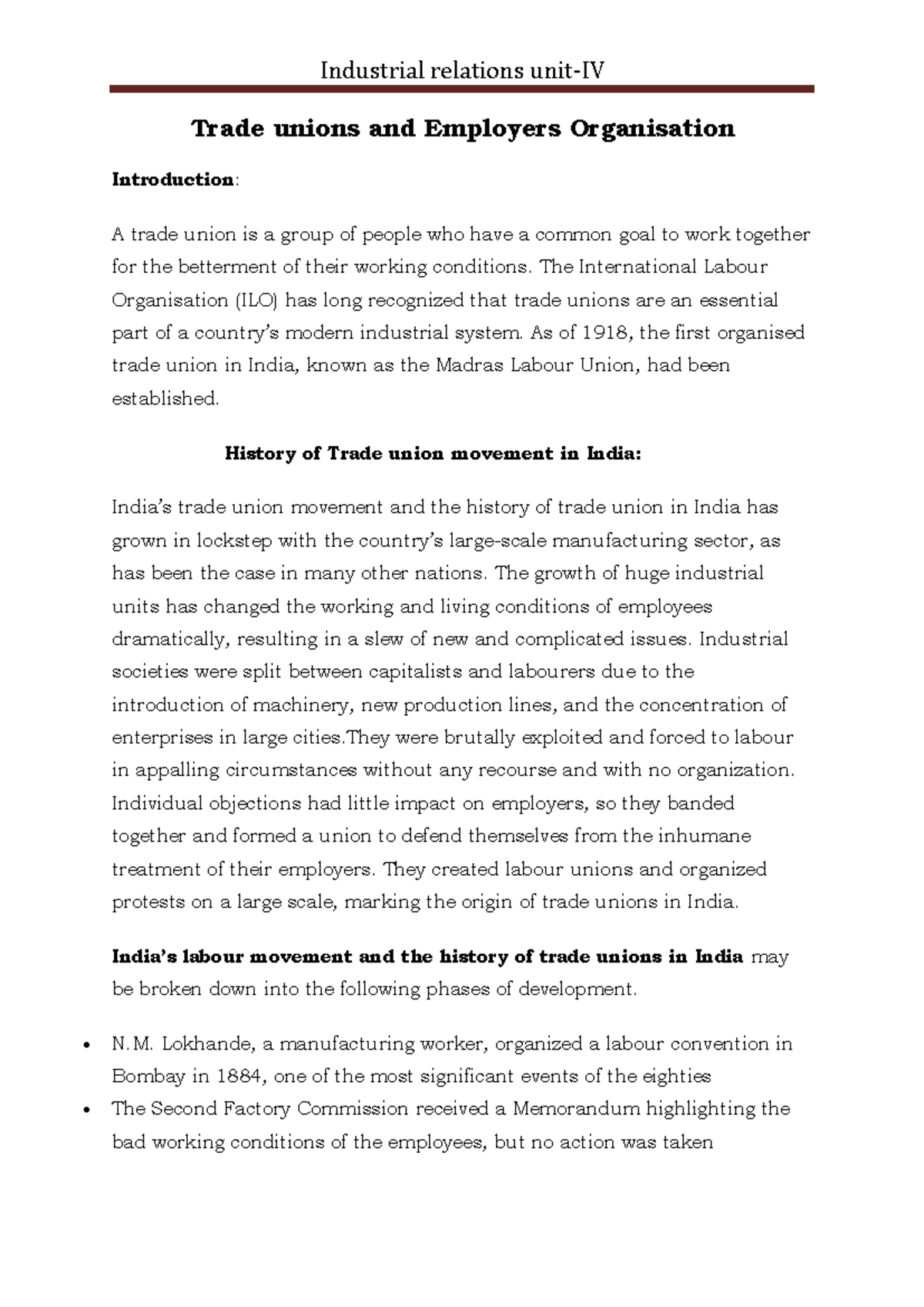 Trade unions and Employers Organisation-Evolution and theories - Trade ...