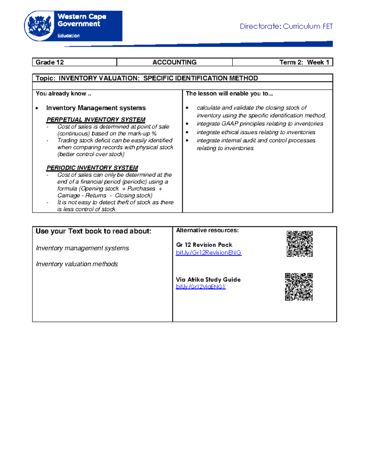 Accounting Grade 12 Term 2 Week 1 2020 - Directorate: Curriculum FET ...