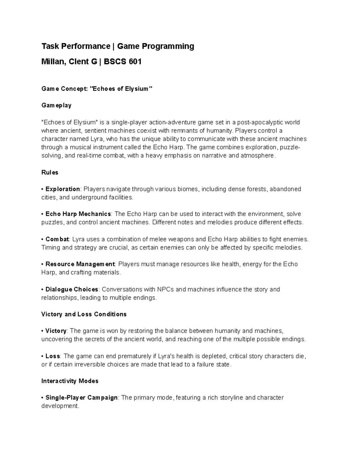 Game prog tp - Essay - Task Performance | Game Programming Millan ...