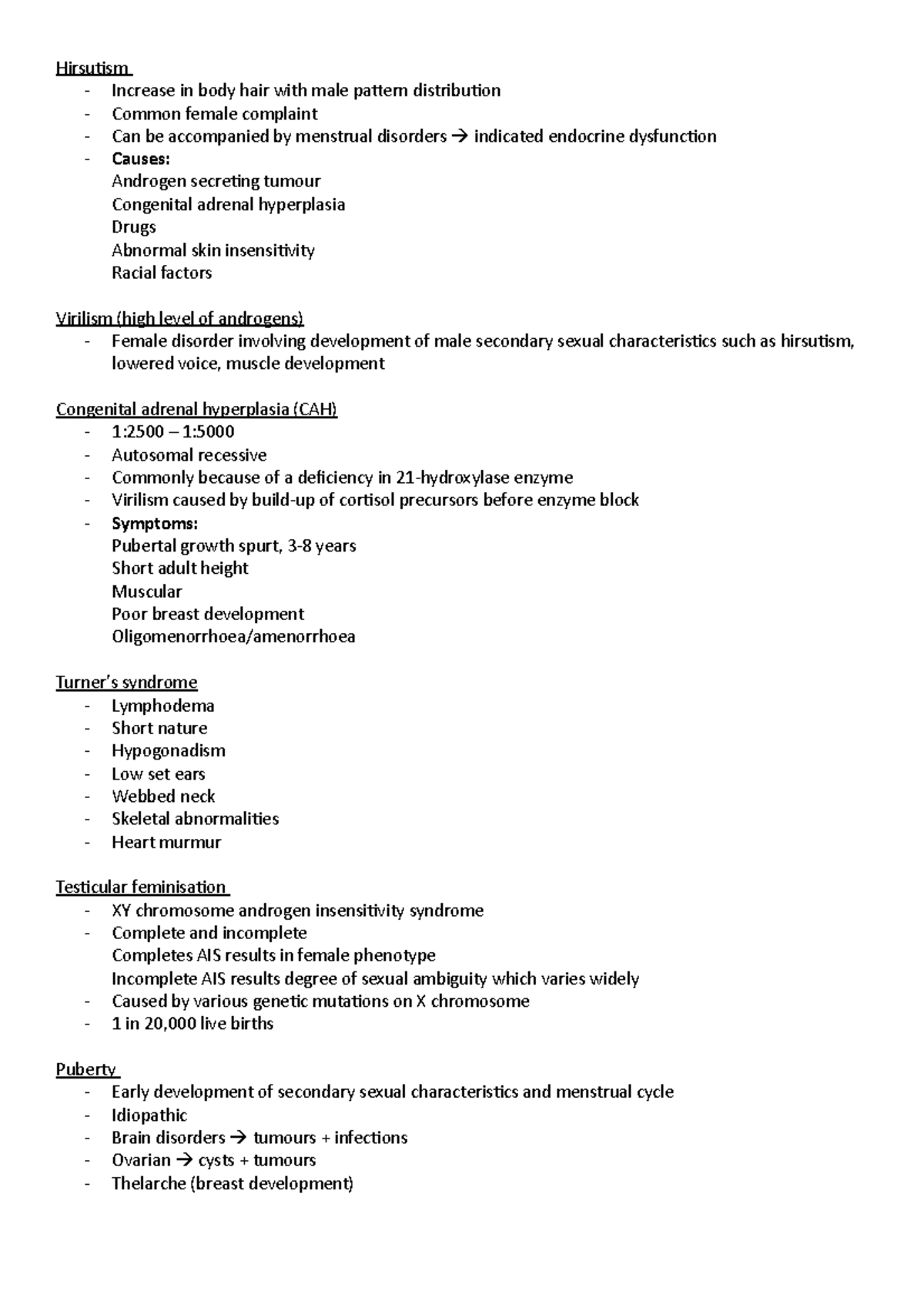 Gonadal system - puberty, hirsutism, virilism - Hirsutism - Increase in ...