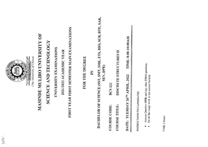 BCS 211 - discrete structures 2 - Studocu