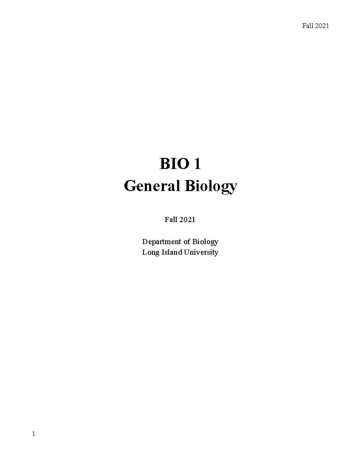 BIO 1-Fall 2021 sylbus - BIO 1 General Biology Fall 2021 Department of ...