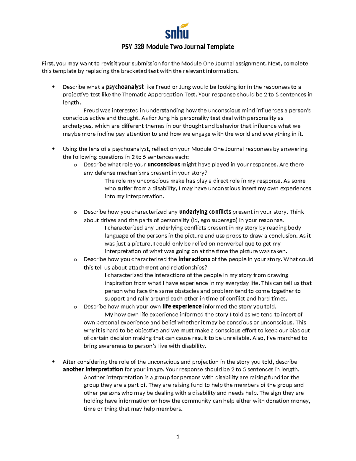 PSY 328 Module Two Journal Template - PSY 328 Module Two Journal ...