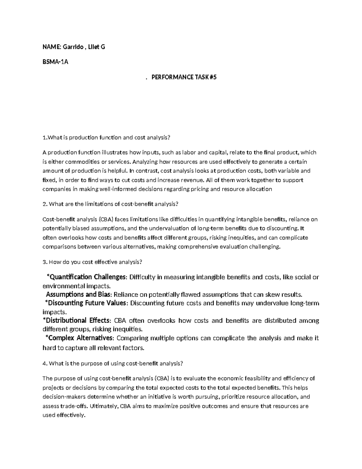 PT5 - peta 5 for managerial economics - NAME: Garrido , Lilet G BSMA-1A ...