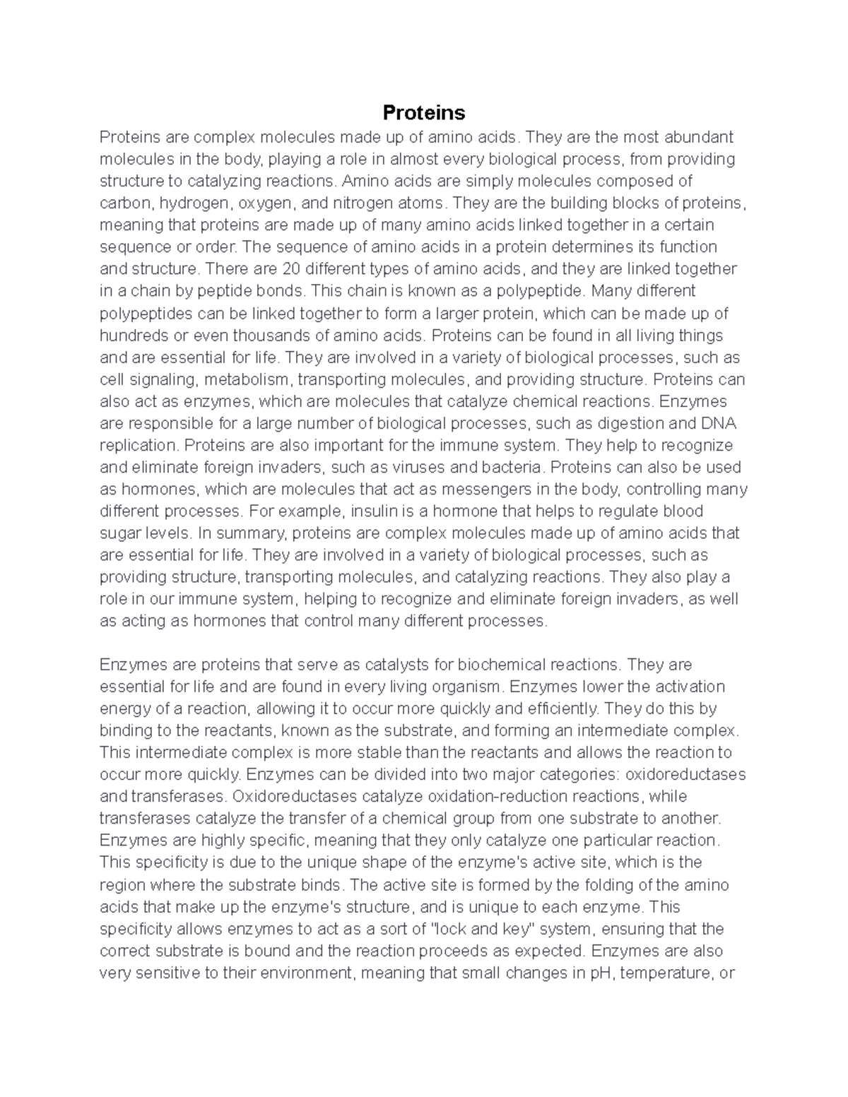Proteins - Notes on the macromolecule protein - Proteins Proteins are ...