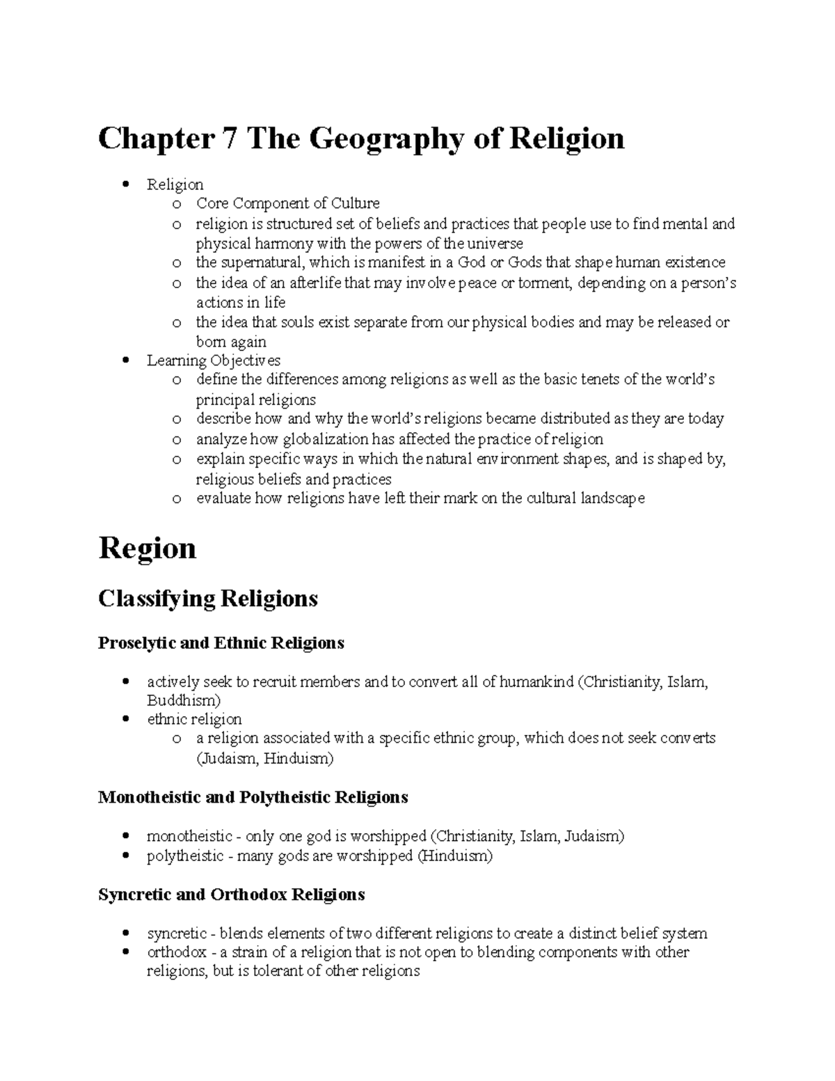 GCD Chapter 7 The Geography of Religion - Chapter 7 The Geography of ...