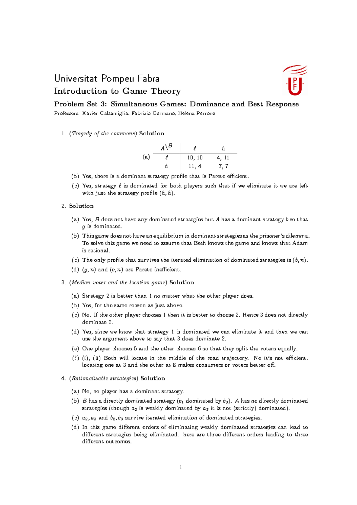 PS 3 sol - Solucion a los ejercicios del seminario - Universitat Pompeu Fabra Introduction to ...