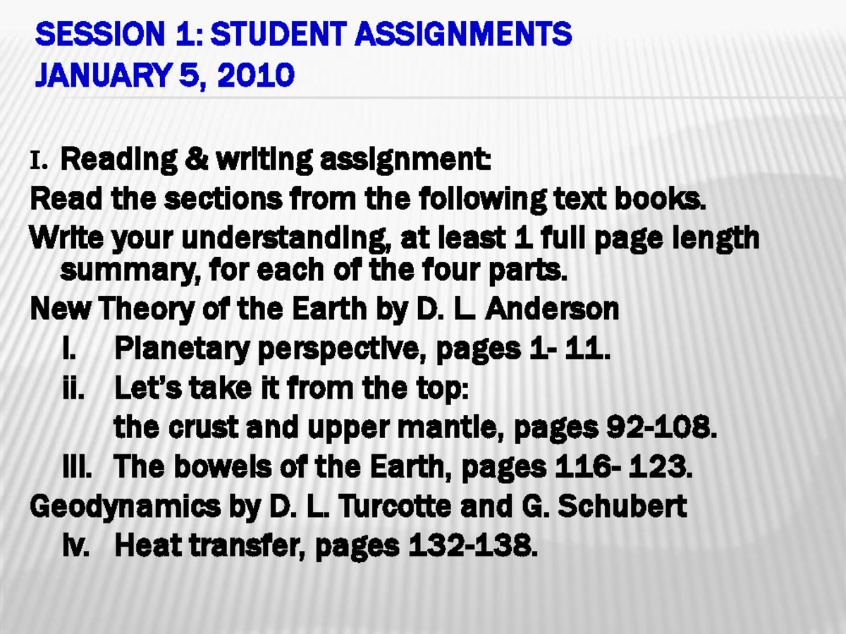 Seminar assignments - Assignment 1 - 3 - SESSION 1: STUDENT ASSIGNMENTS ...