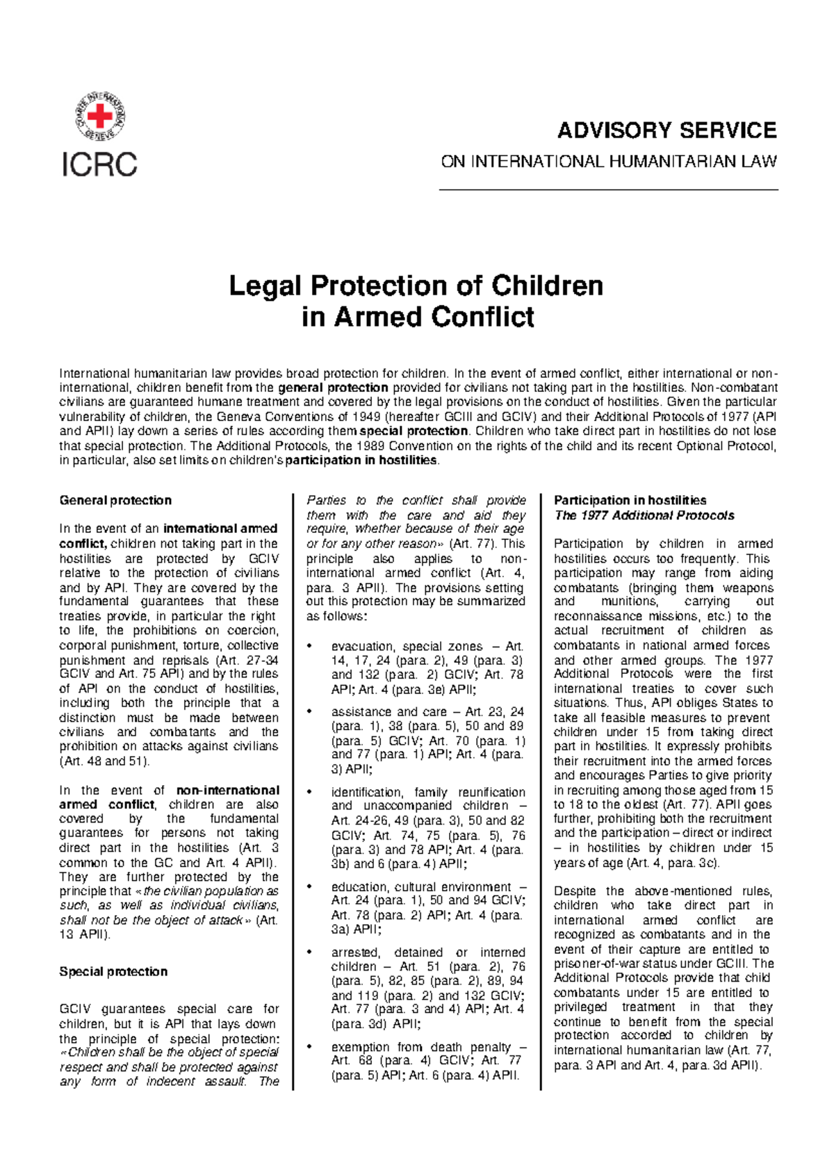 Children legal protection factsheet - ADVISORY SERVICE ON INTERNATIONAL ...