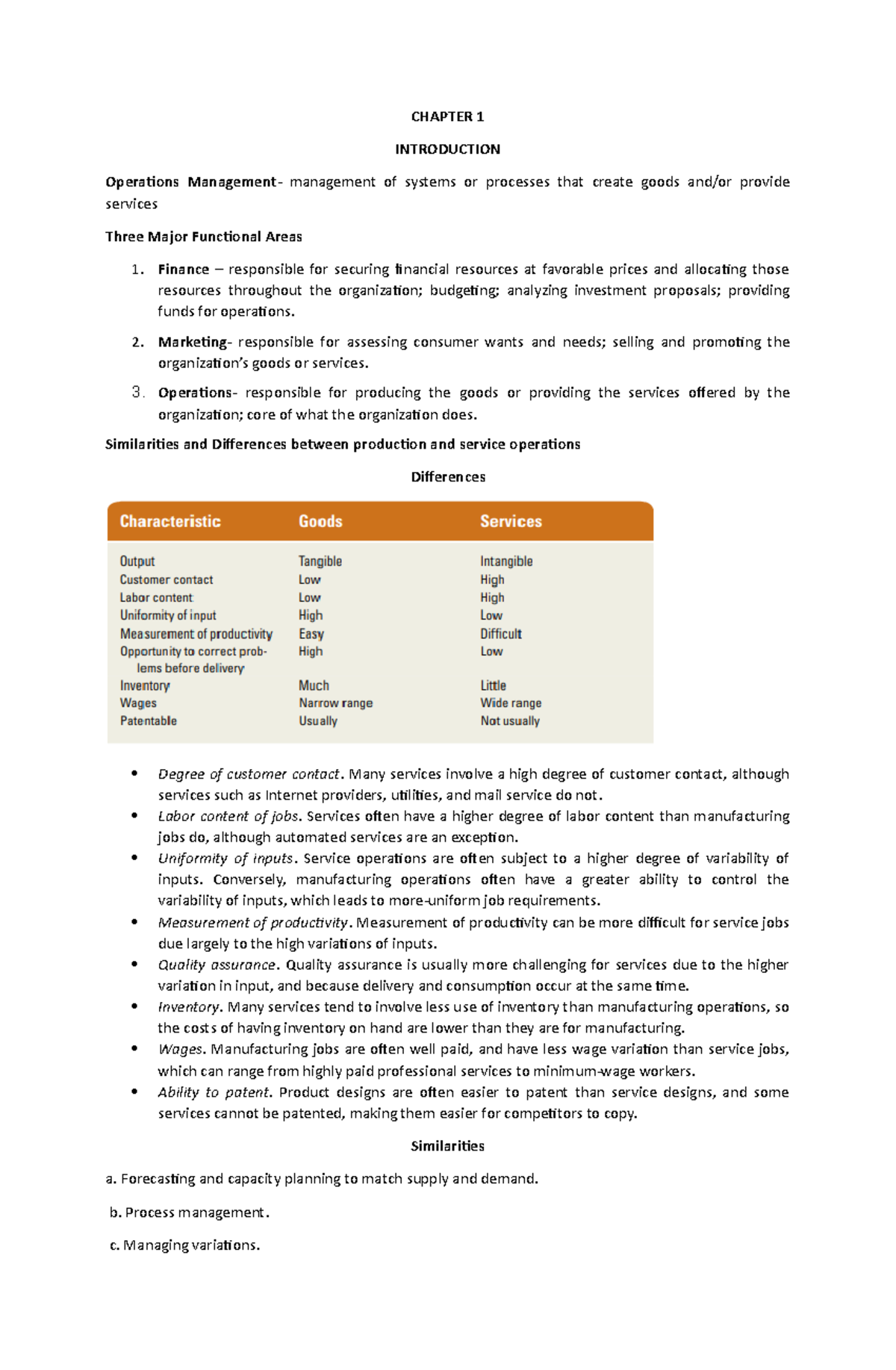 Chapter 1 - Management - CHAPTER 1 INTRODUCTION Operaions Management ...