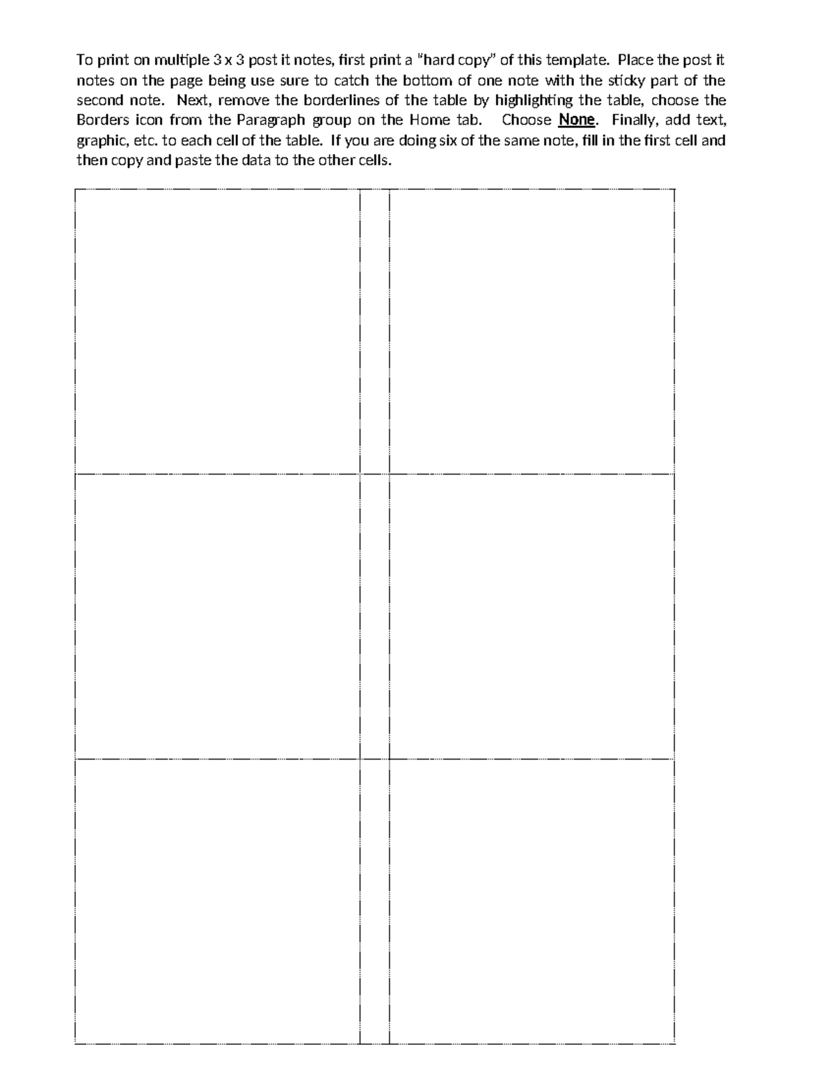 3x3printonpostitnote Template-1 - To print on multiple 3 x 3 post it ...