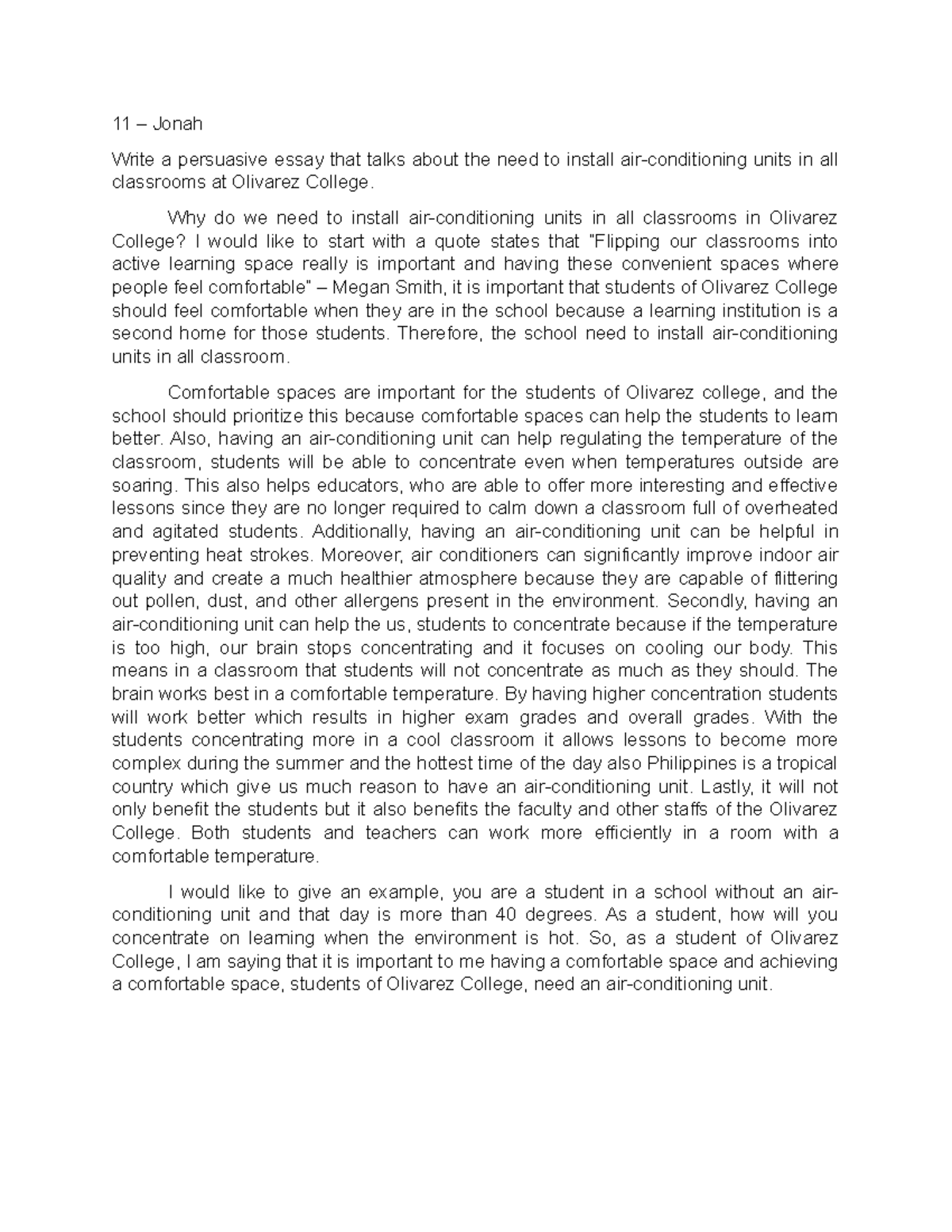 Persuasive Essay 11 Jonah Write A Persuasive Essay That Talks About