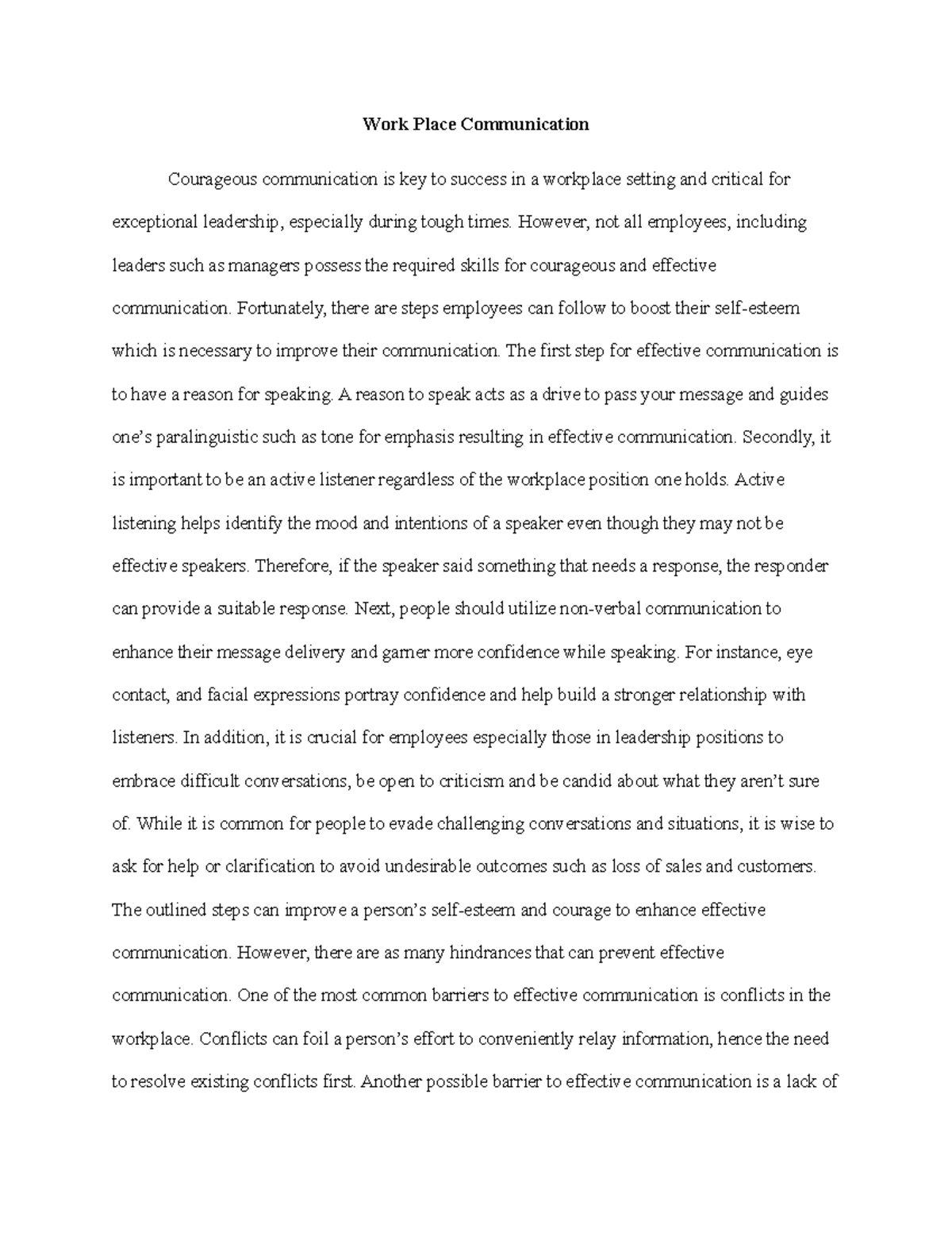 Workplace Communication.edited - Work Place Communication Courageous ...