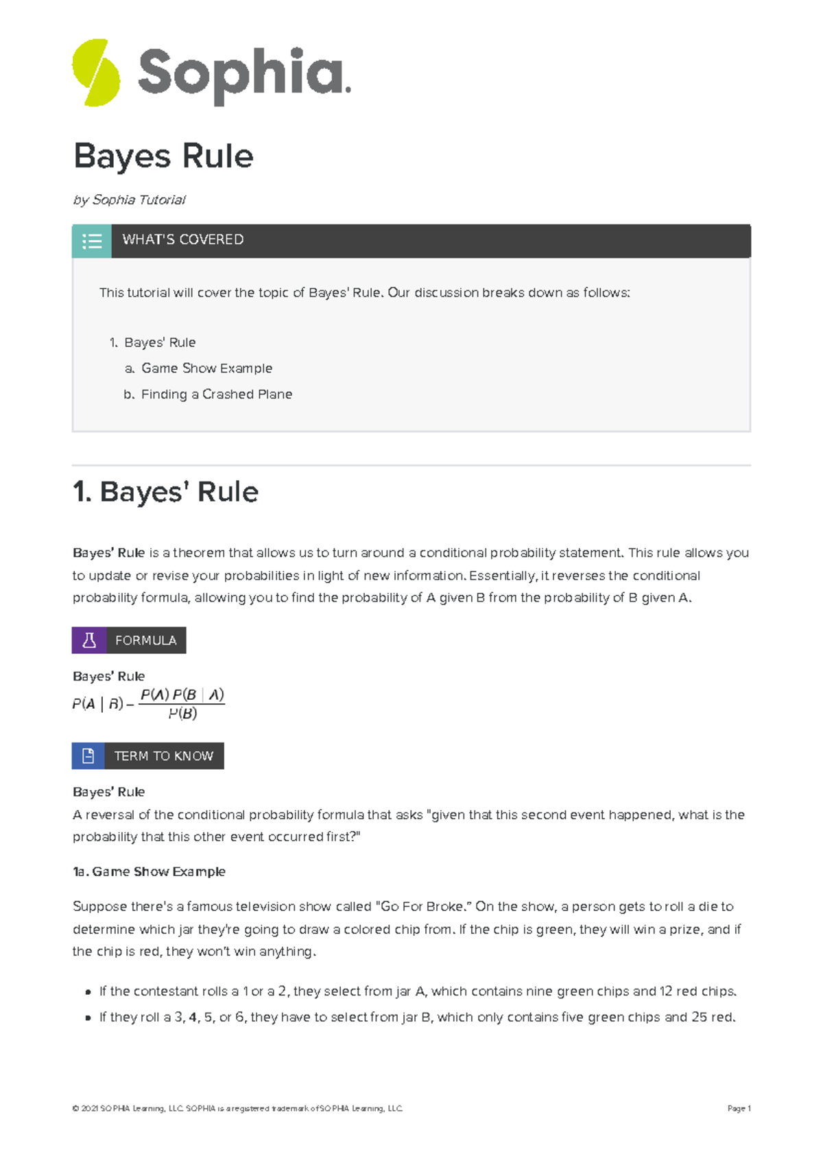 Bayes Rule 2 Unit 3 Challenge 3 Bayes Rule By Sophia Tutorial ú