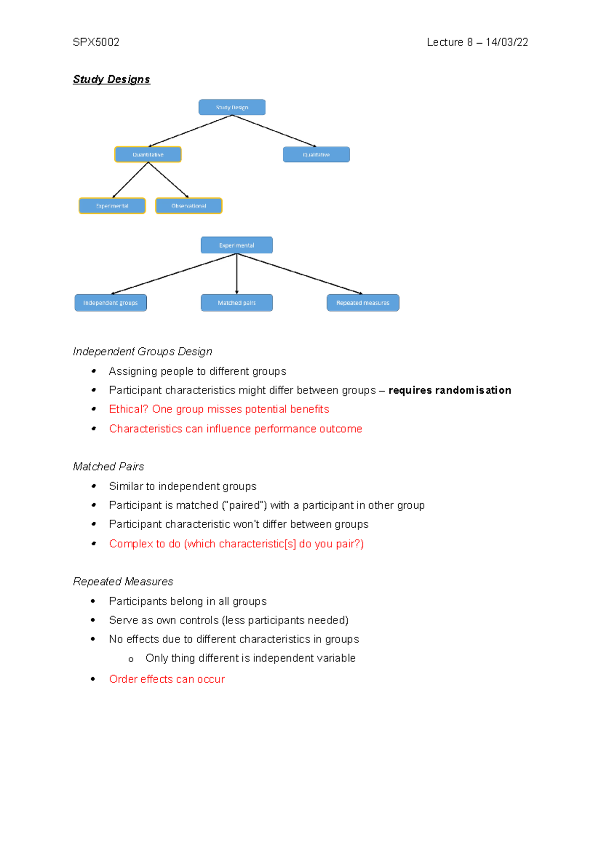 Lecture 8 - Study Designs and Power Analysis - SPX5002 Lecture 8 – 14 ...