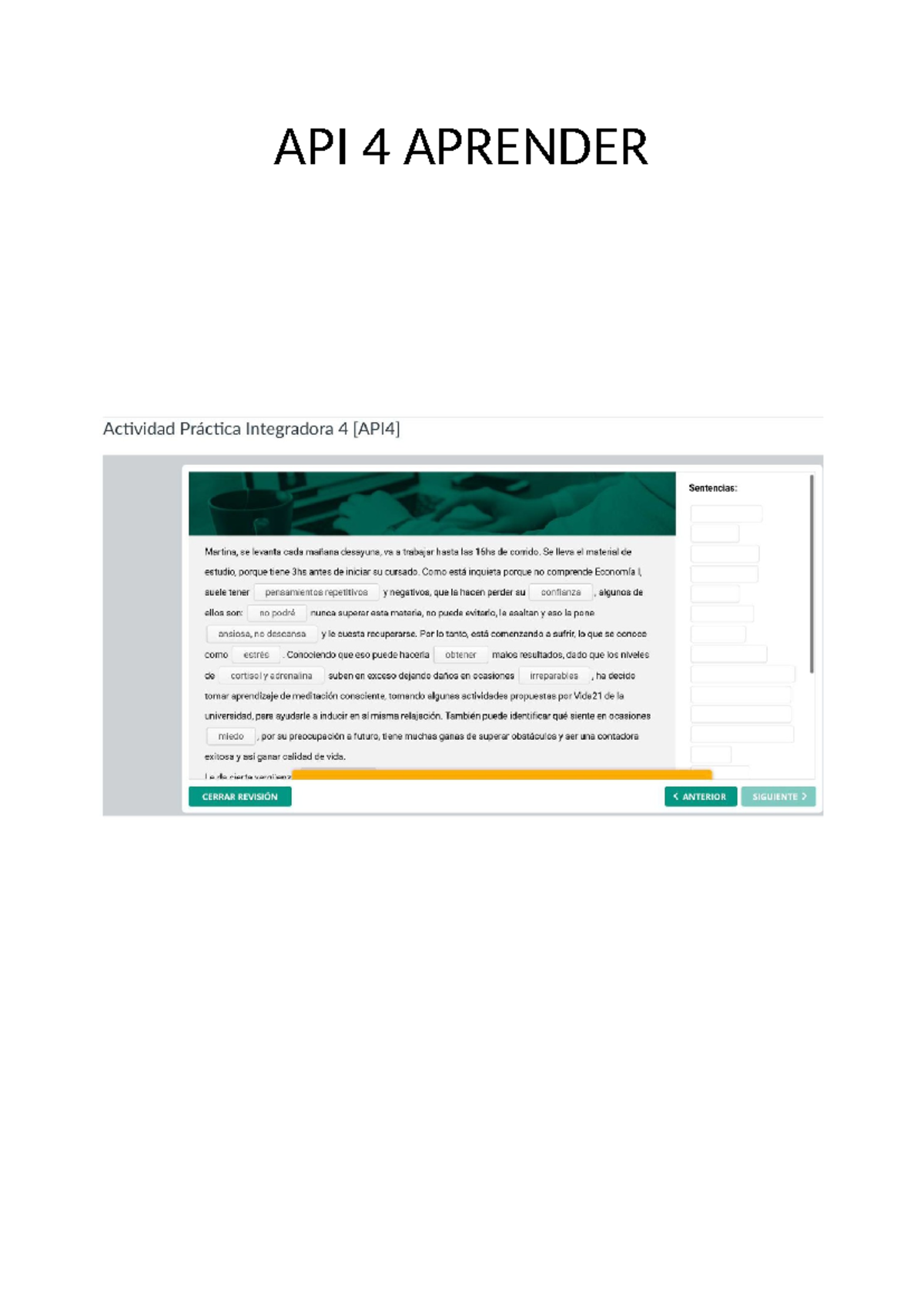 API 4 Aprender - 100% - API 4 APRENDER Actividad Práctica Integradora 4 ...