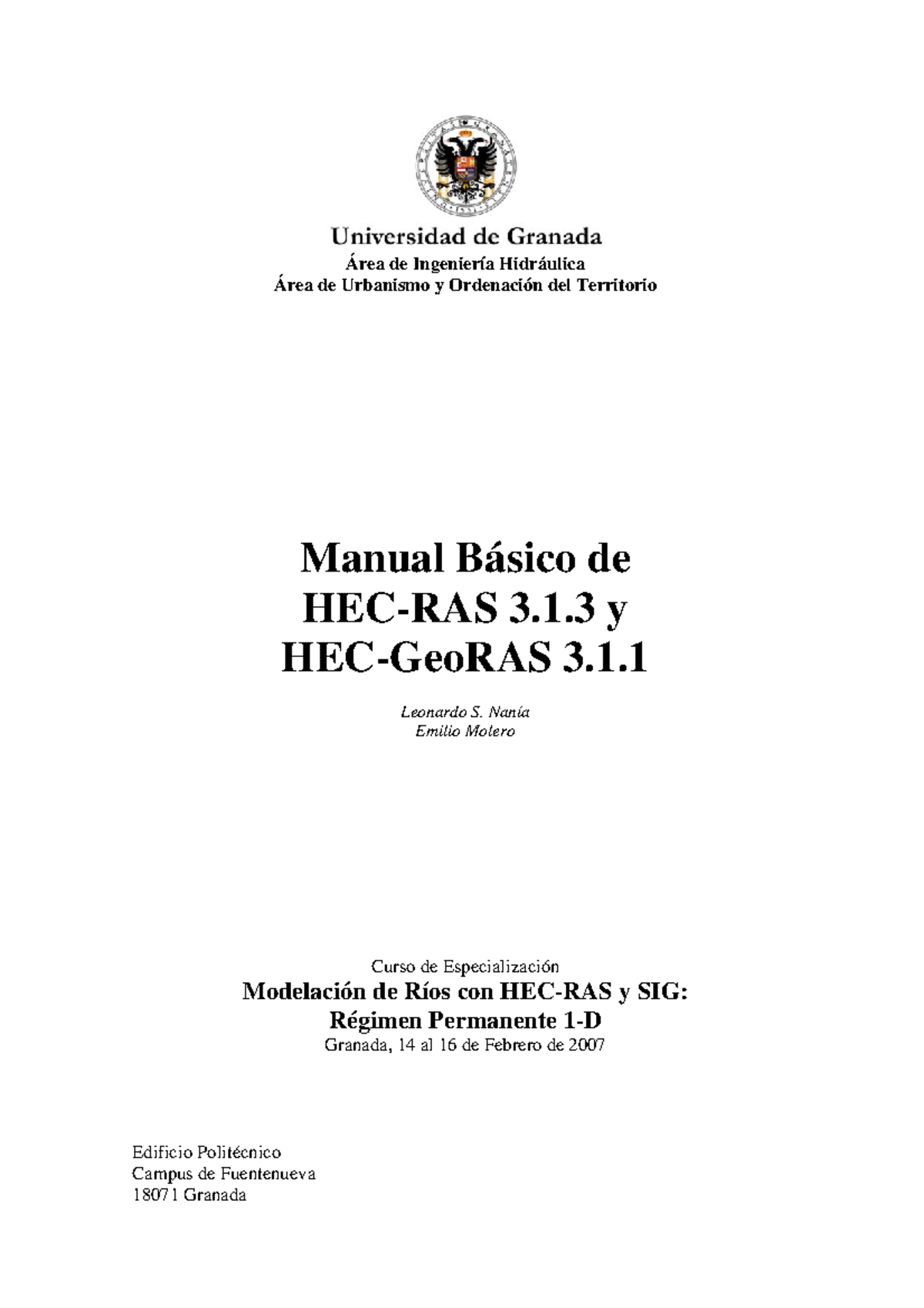 Manual Basico HEC-RAS313 HEC-Geo RAS 311 Espanol - Área de Ingeniería Hidráulica Área de ...