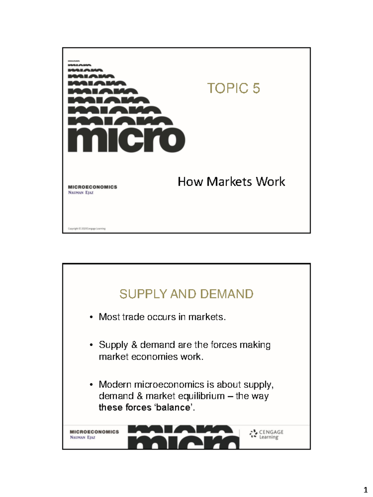 Topic 5 - lecture notes - TOPIC 5 How Markets Work SUPPLY AND DEMAND ...