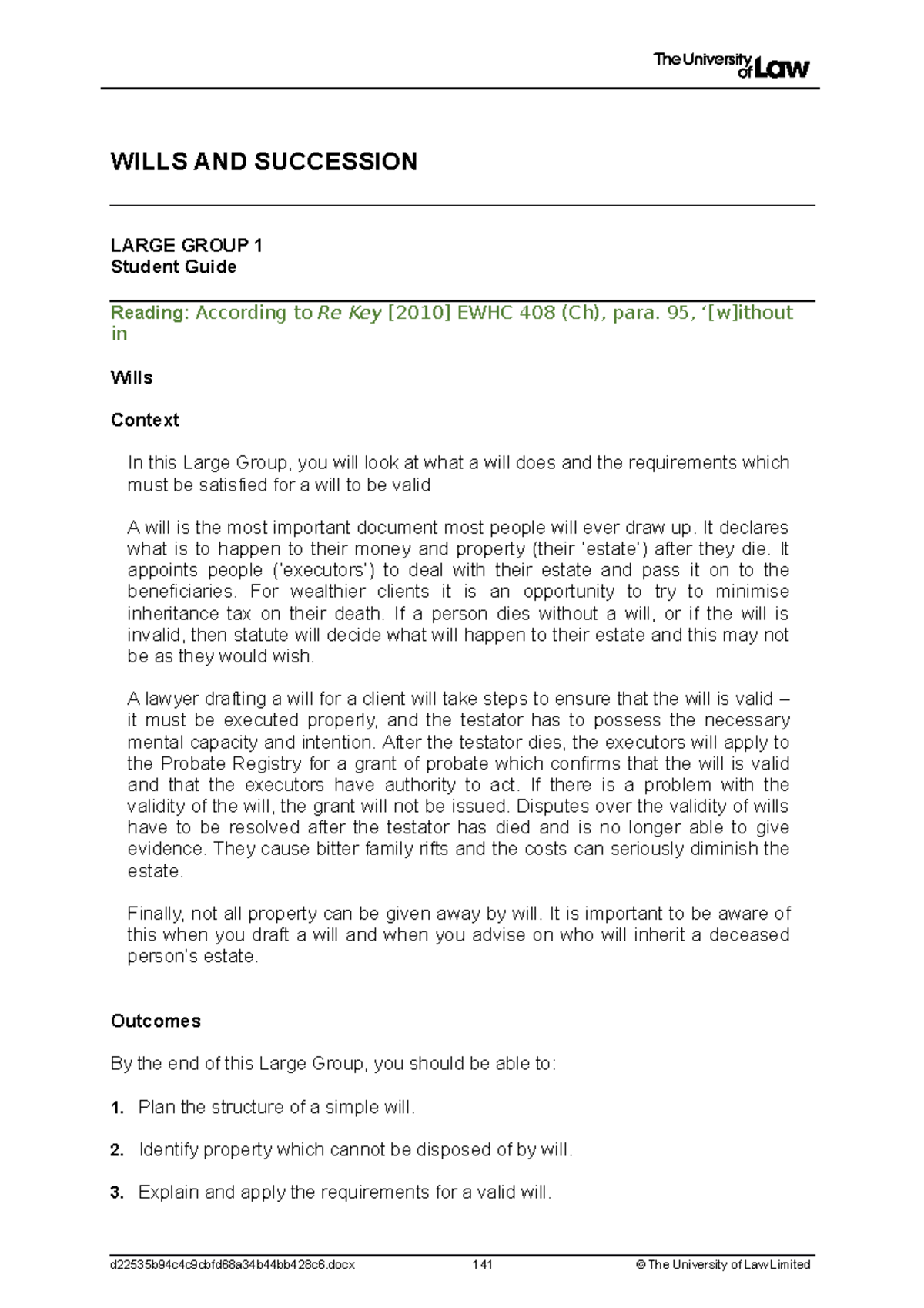 2122 will lg01 ce01 student guide - WILLS AND SUCCESSION LARGE GROUP 1 ...