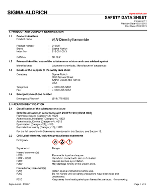 246654 Heptane MSDS - SIGMA-ALDRICH sigma-aldrich SAFETY DATA SHEET Version 5. Revision Date 06 ...