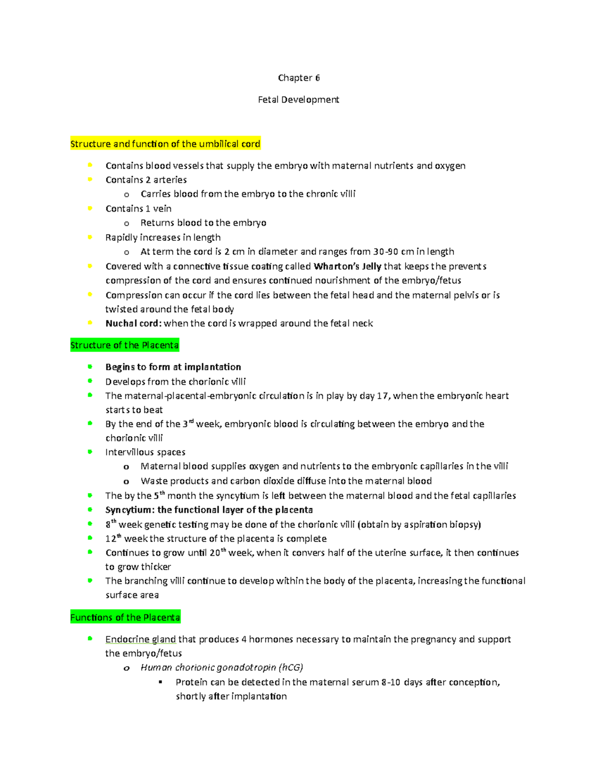 Maternity Fetal Development - Chapter 6 Fetal Development Structure and ...