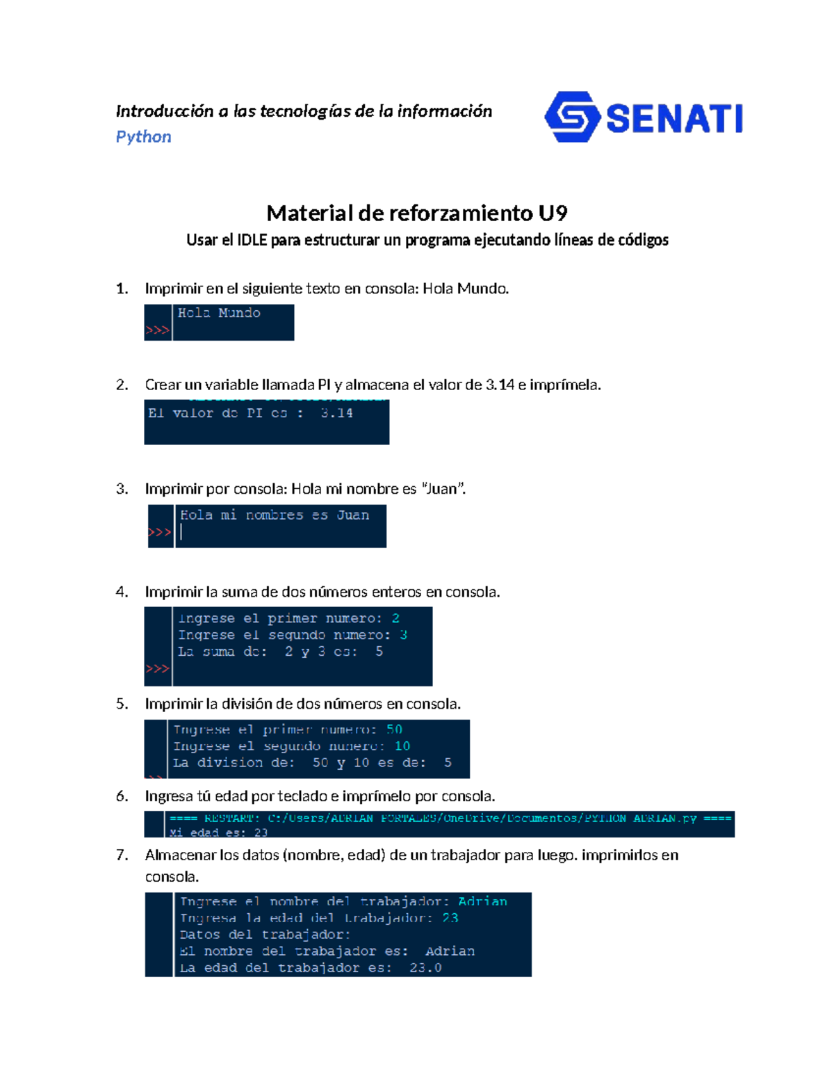 Pyton 09 - Introducción a las tecnologías de la información Python Material de reforzamiento U ...