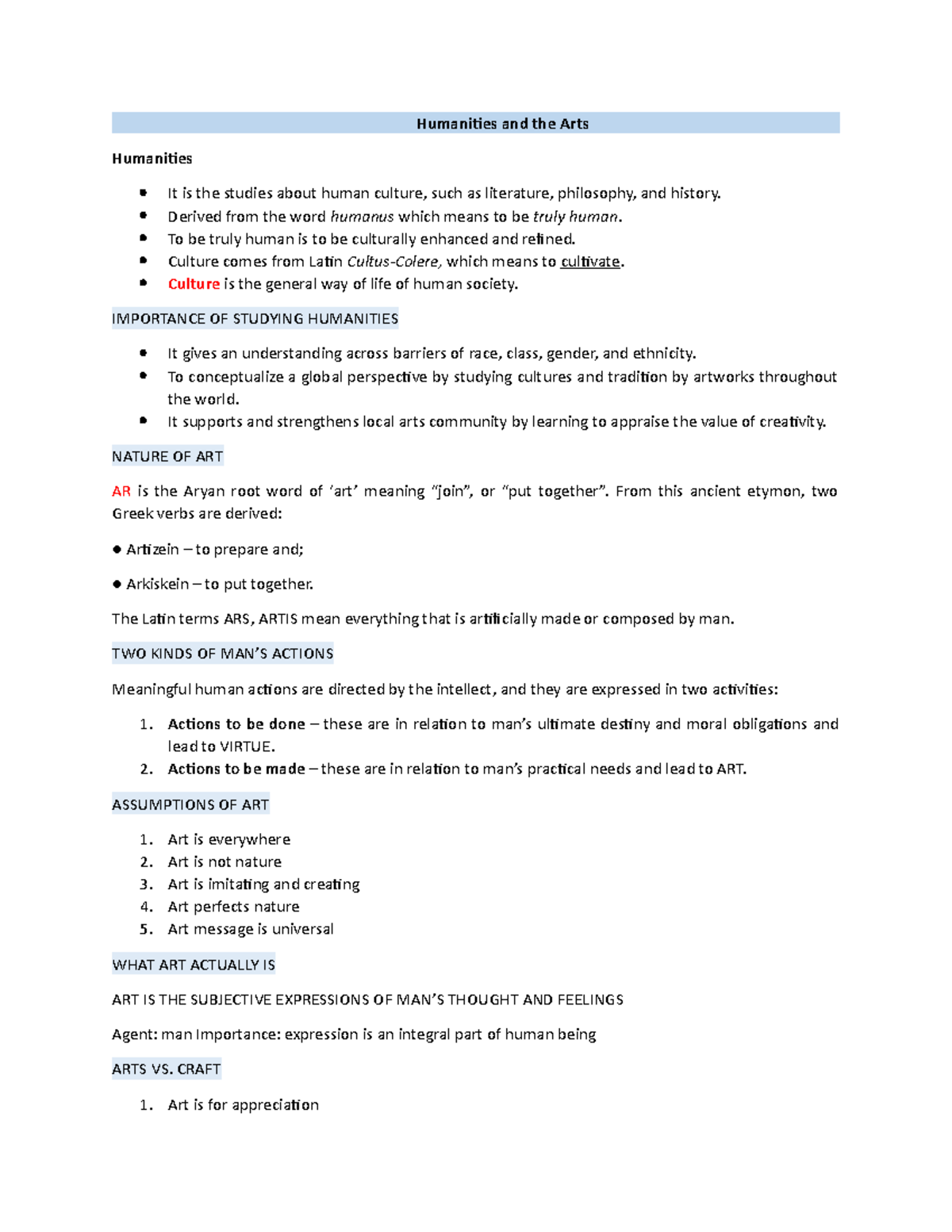 Arts lecture chap 1 to 5 - Prof. Ciaree Bumalay, Arts appreciation ...