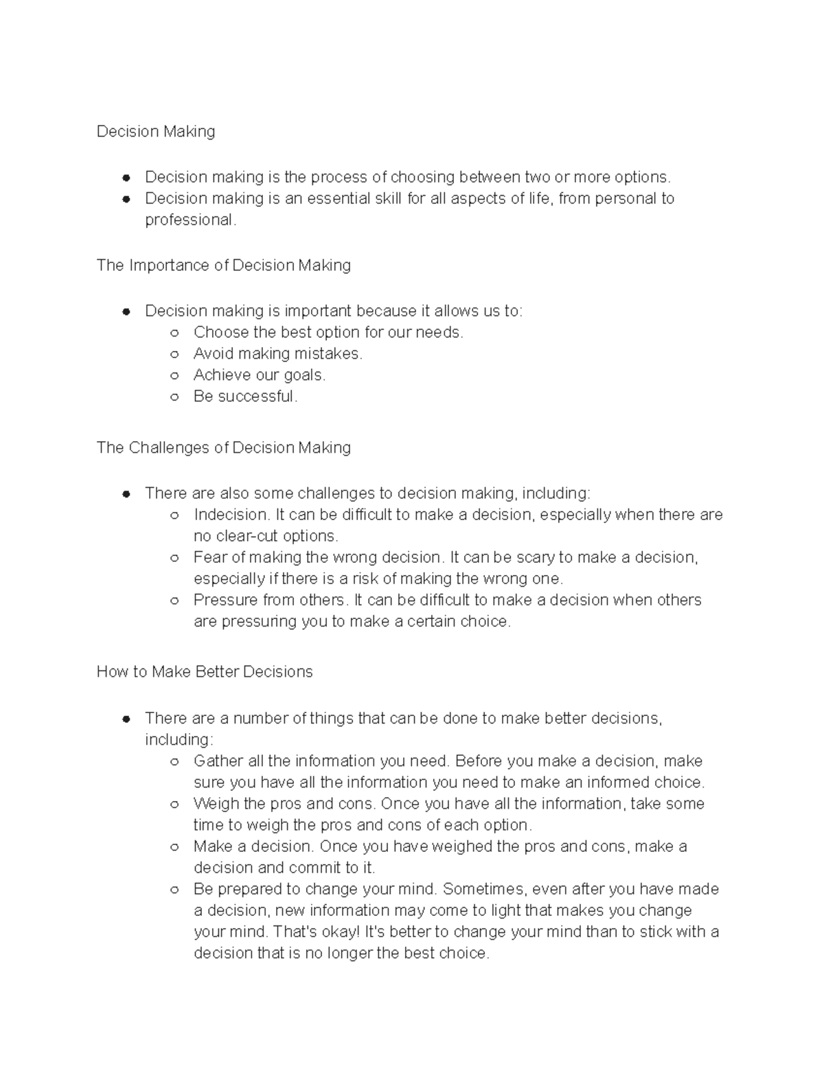 Lecture 40 Decision Making - Decision Making Decision making is the ...