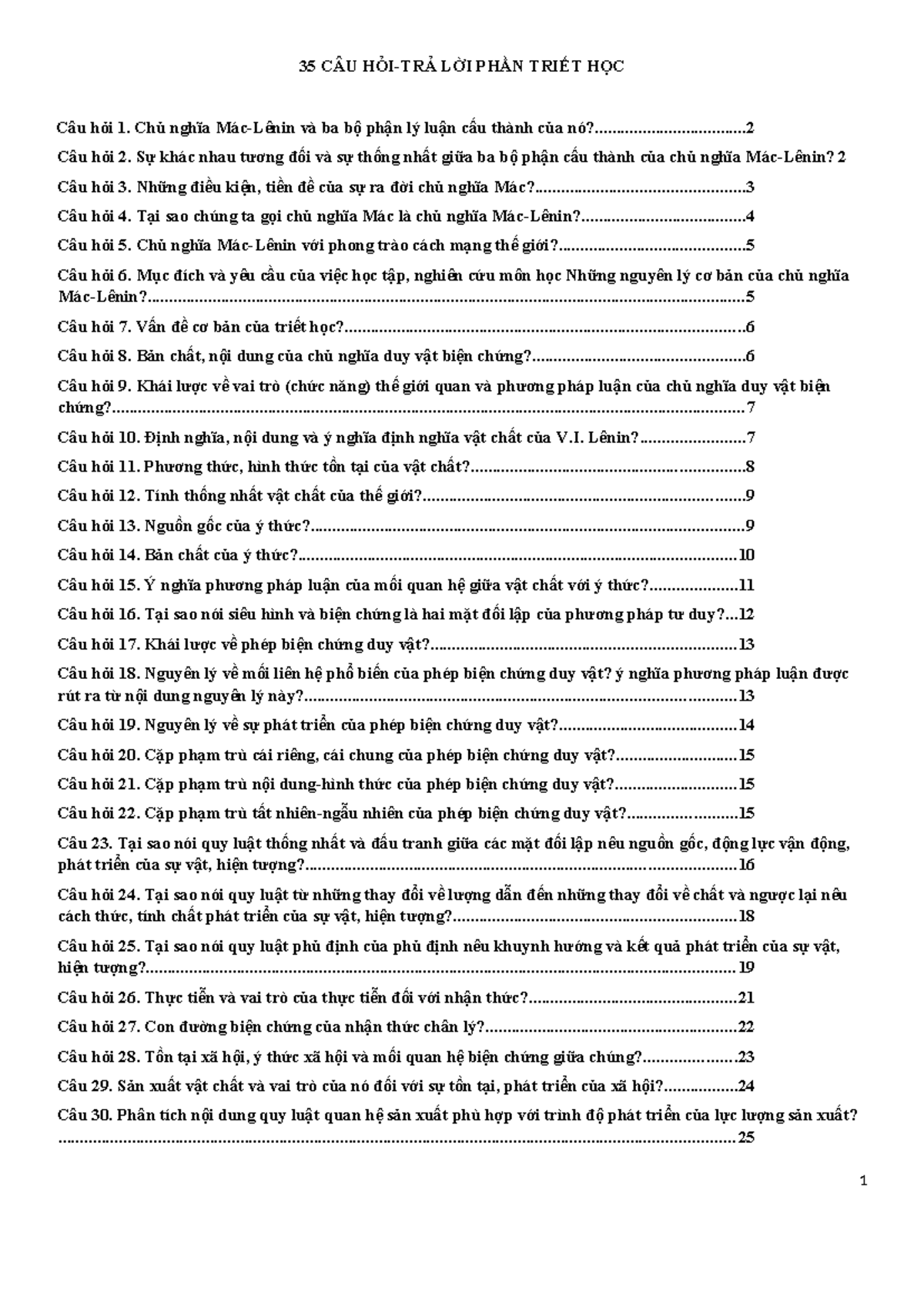 Cau tu luan mac lenin tong hop cau hoi tu luan triet hoc - 35 CÂU HỎI ...