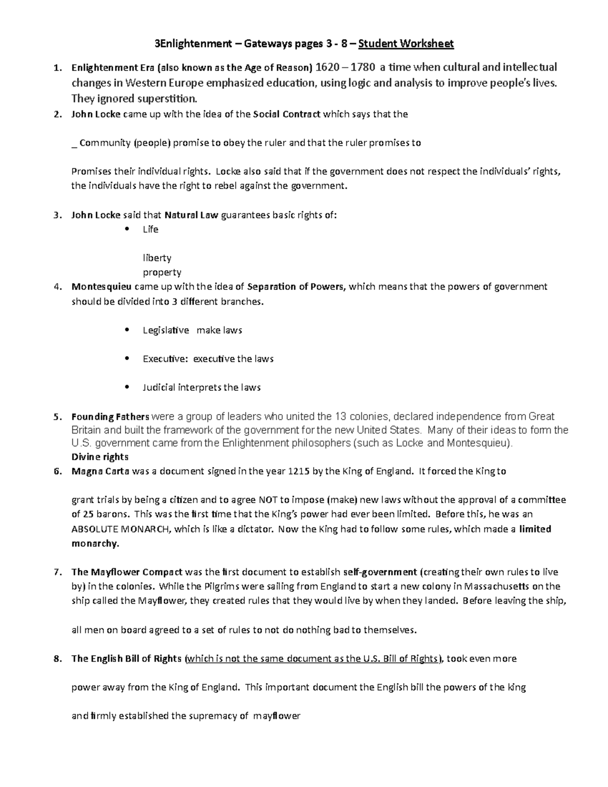 Enlightenment Vocabulary Cloze Activity - 3Enlightenment – Gateways ...