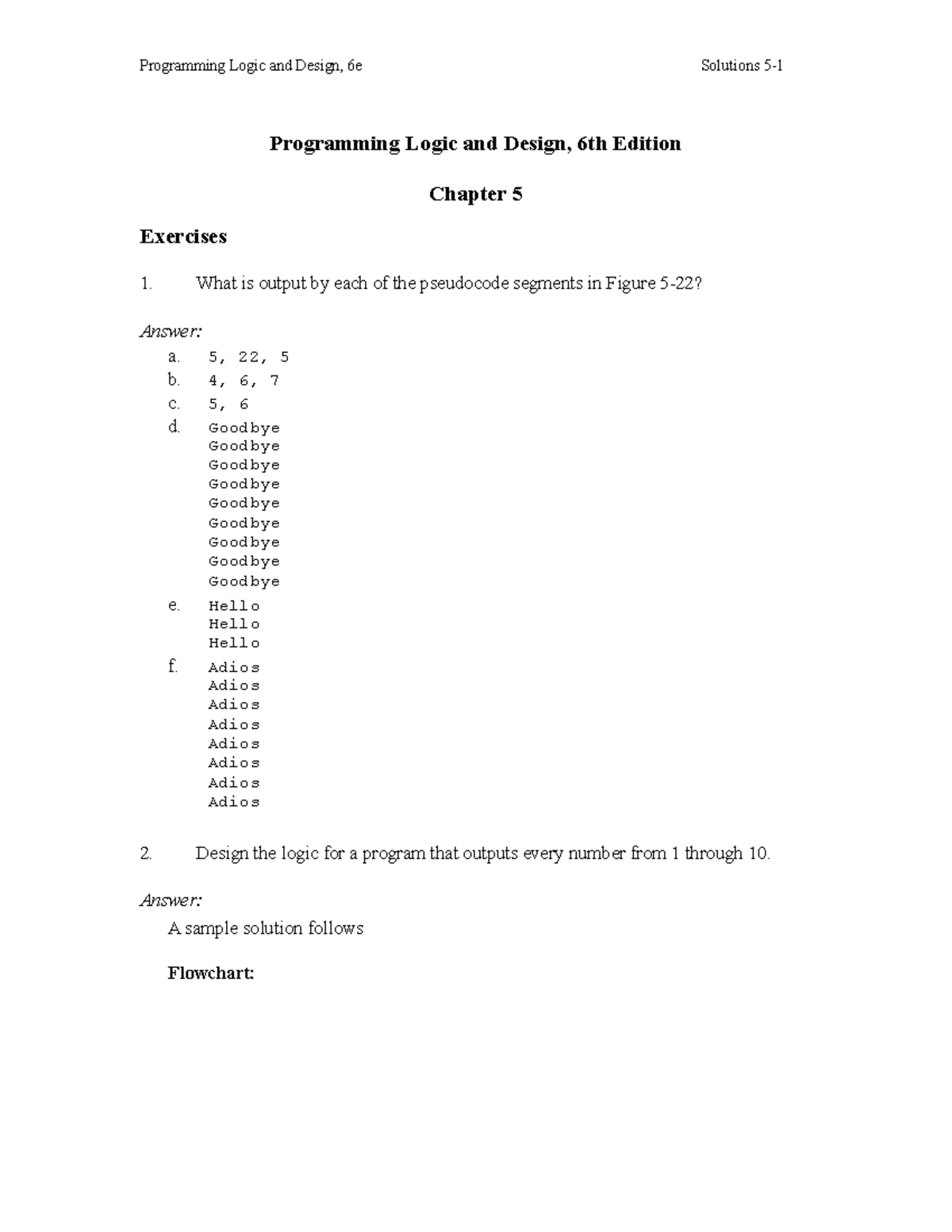 Programming Logic And Design What Is Output By Each Of The Pseudocode Segments In Figure 5 22 2312